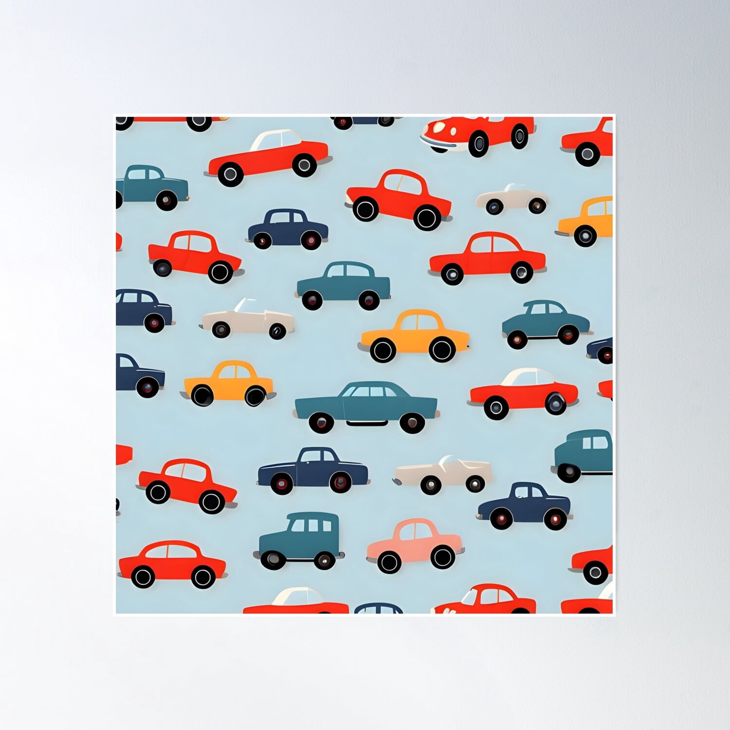 Colorful Cars For Kids Poster Wall Art, Modern Wall Decor, 24x24 ...