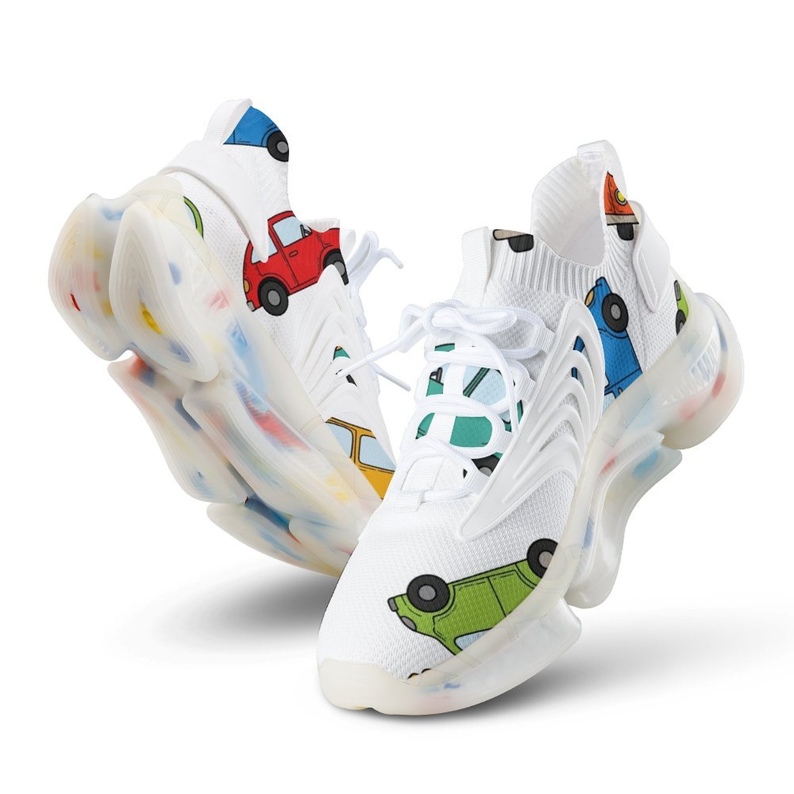 Colorful Cars Pattern Walking Shoes for Men Woman Lightweight Tennis ...