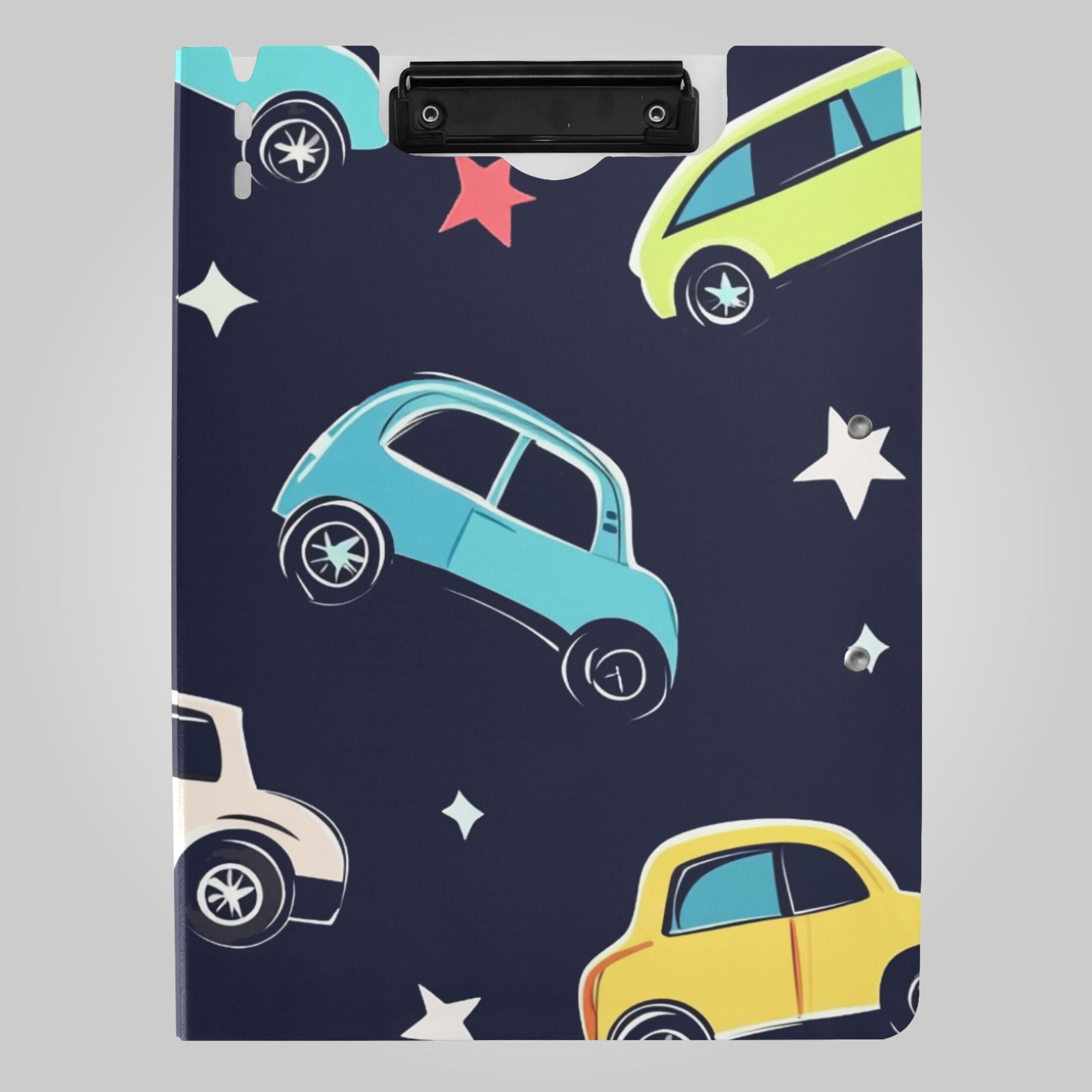 Colorful Cars Stars Cartoon Foldable Binder Folder Clipboard with Pen ...