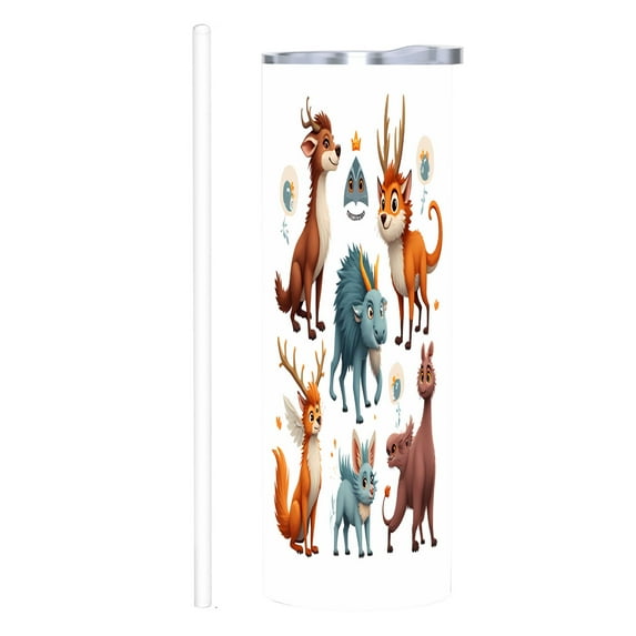 Colorful Cartoon Animals Insulated Tumbler - 20 oz Stainless Steel ...