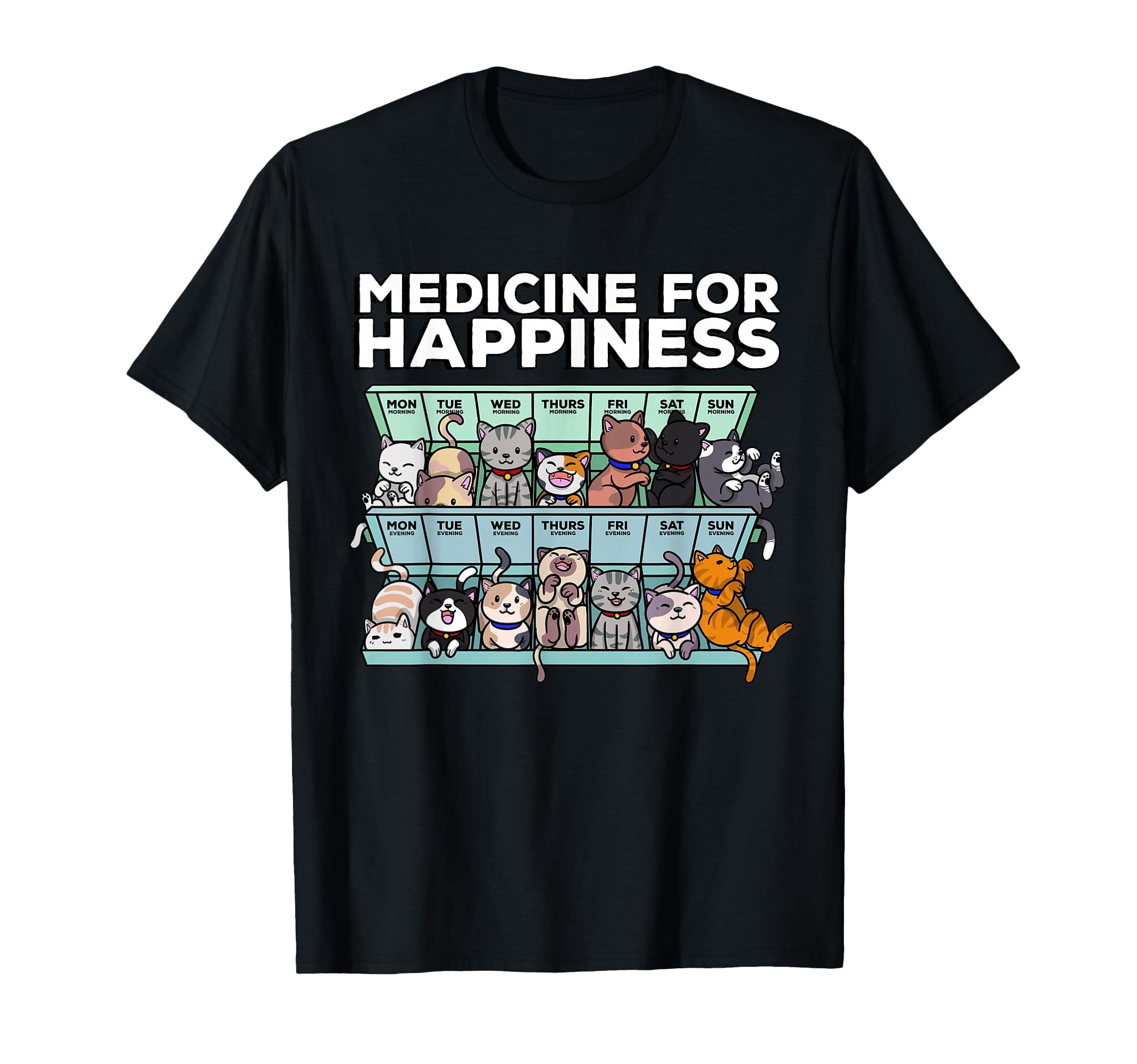 Colorful Cartoon Animals Pill Organizer T-Shirt for Daily Happiness ...