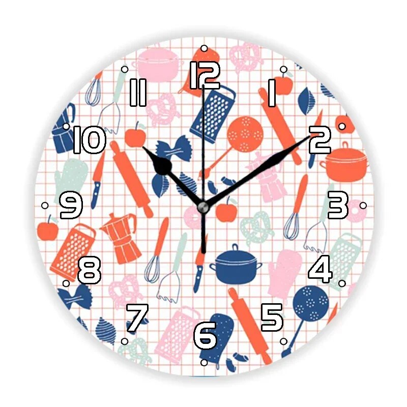 Colorful Cartoon Baker Bakery Cupcake Donut Pastry Chef Wall Clock Watch for Bake Shop Cute ...