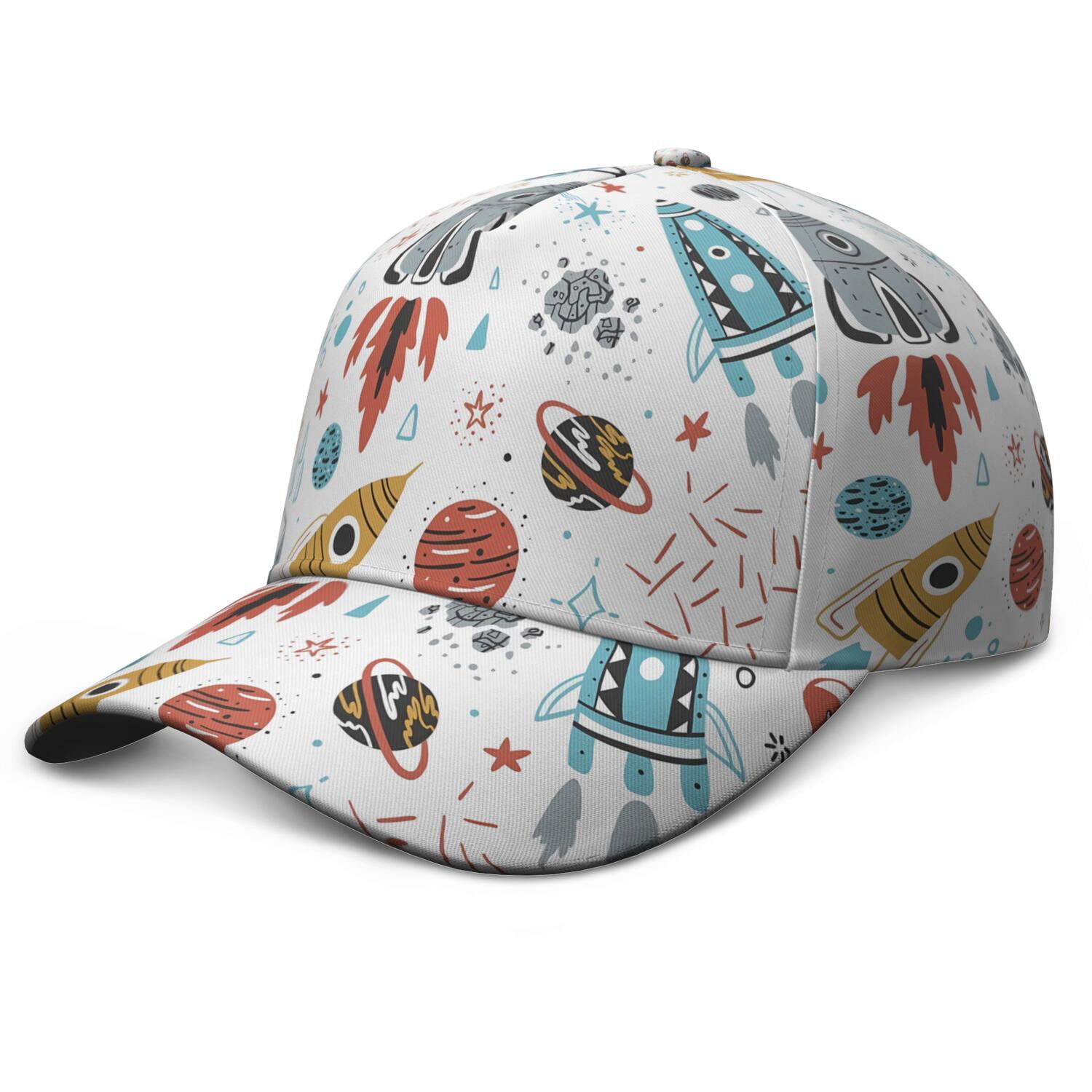 Colorful Cartoon Baseball Cap – Space Theme with Planets Astronaut and ...