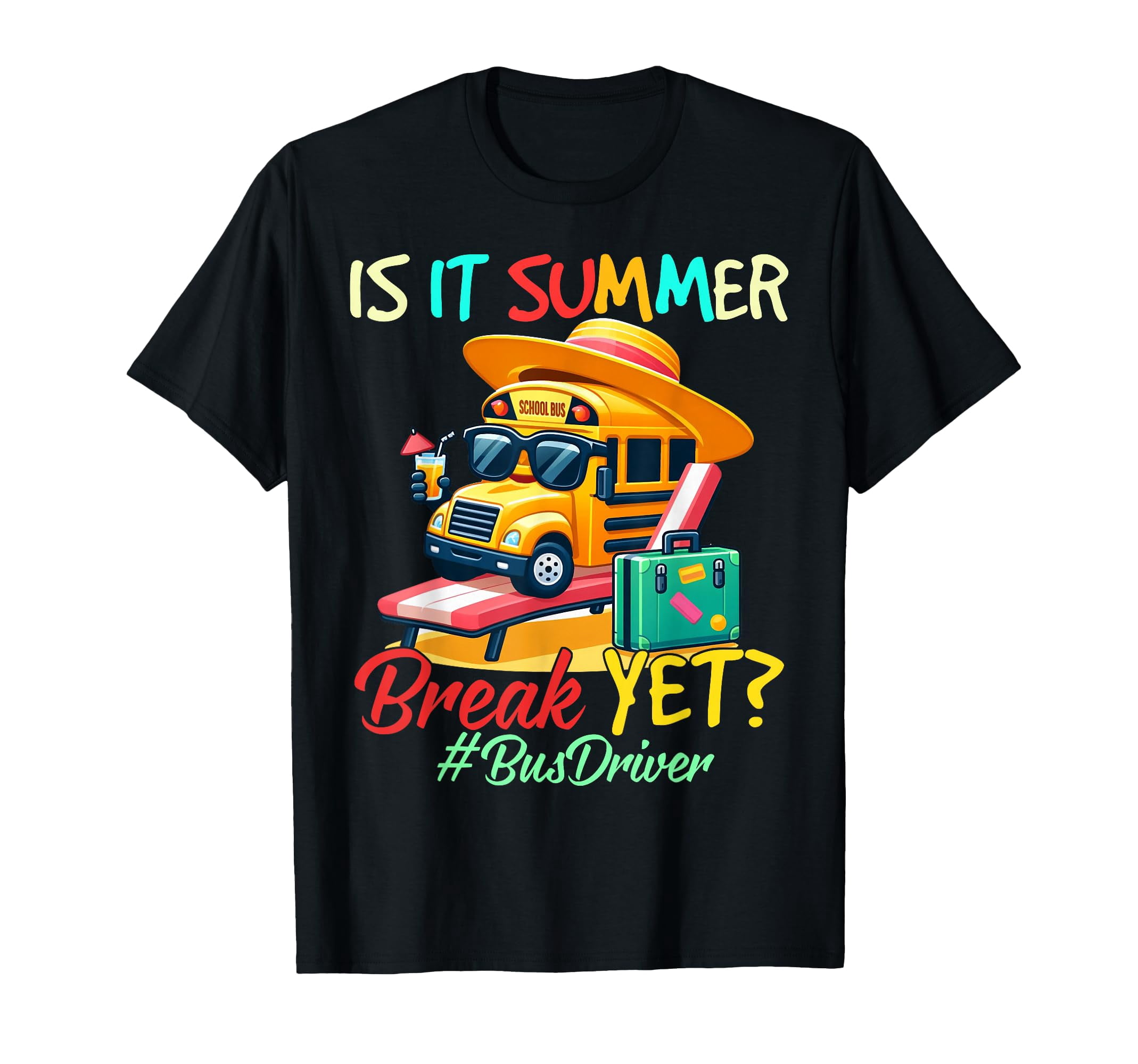 Colorful Cartoon Bus Driver T-Shirt for Celebrating Last Day of School ...