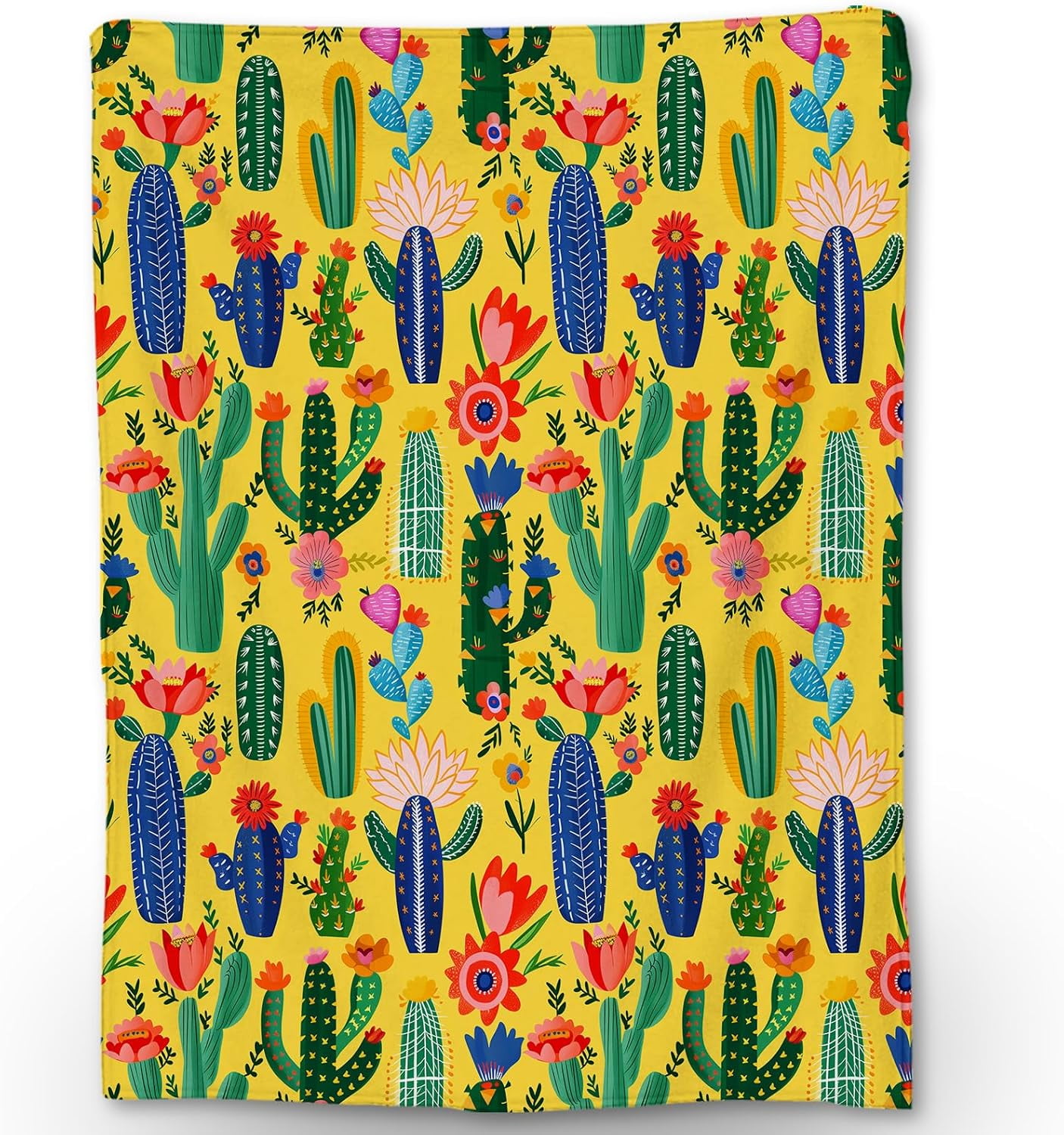 Colorful Cartoon Cactus Blanket, Soft Flannel Throw Blanket for Couch, Bed, Travel, Living Room ...