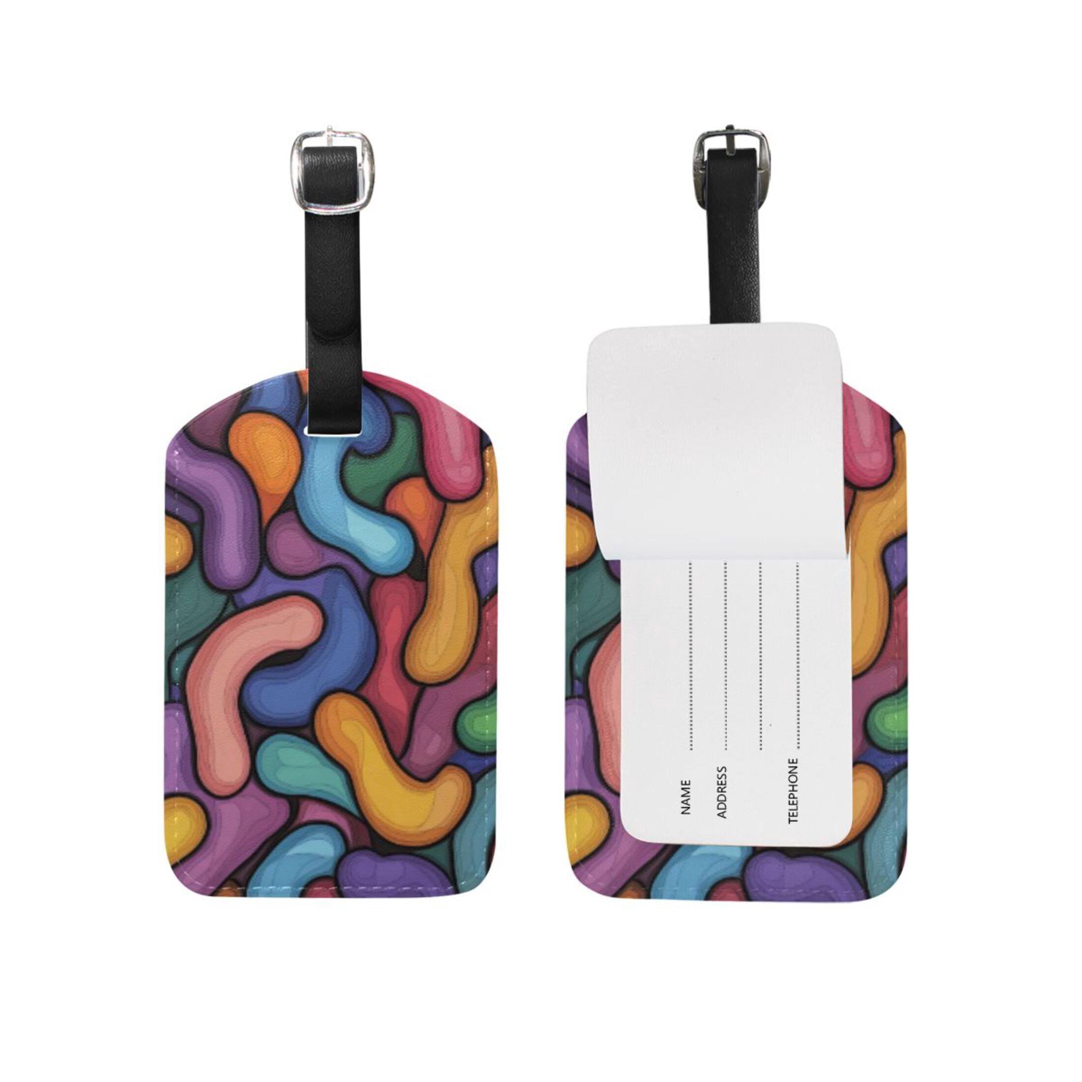 Colorful Cartoon Candy Shapes Luggage Tags PU Leather Name ID Labels ...