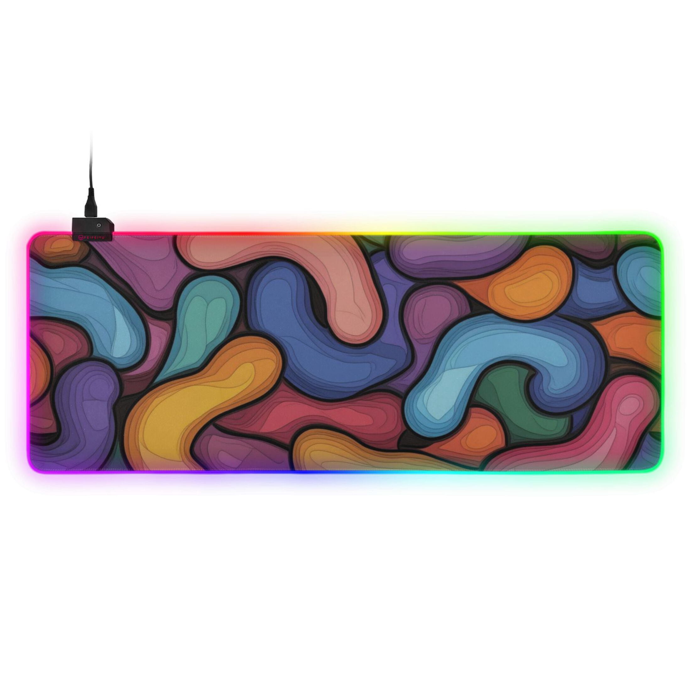 Colorful Cartoon Candy Shapes RGB Gaming Mouse Pad Large Keyboard Mat ...