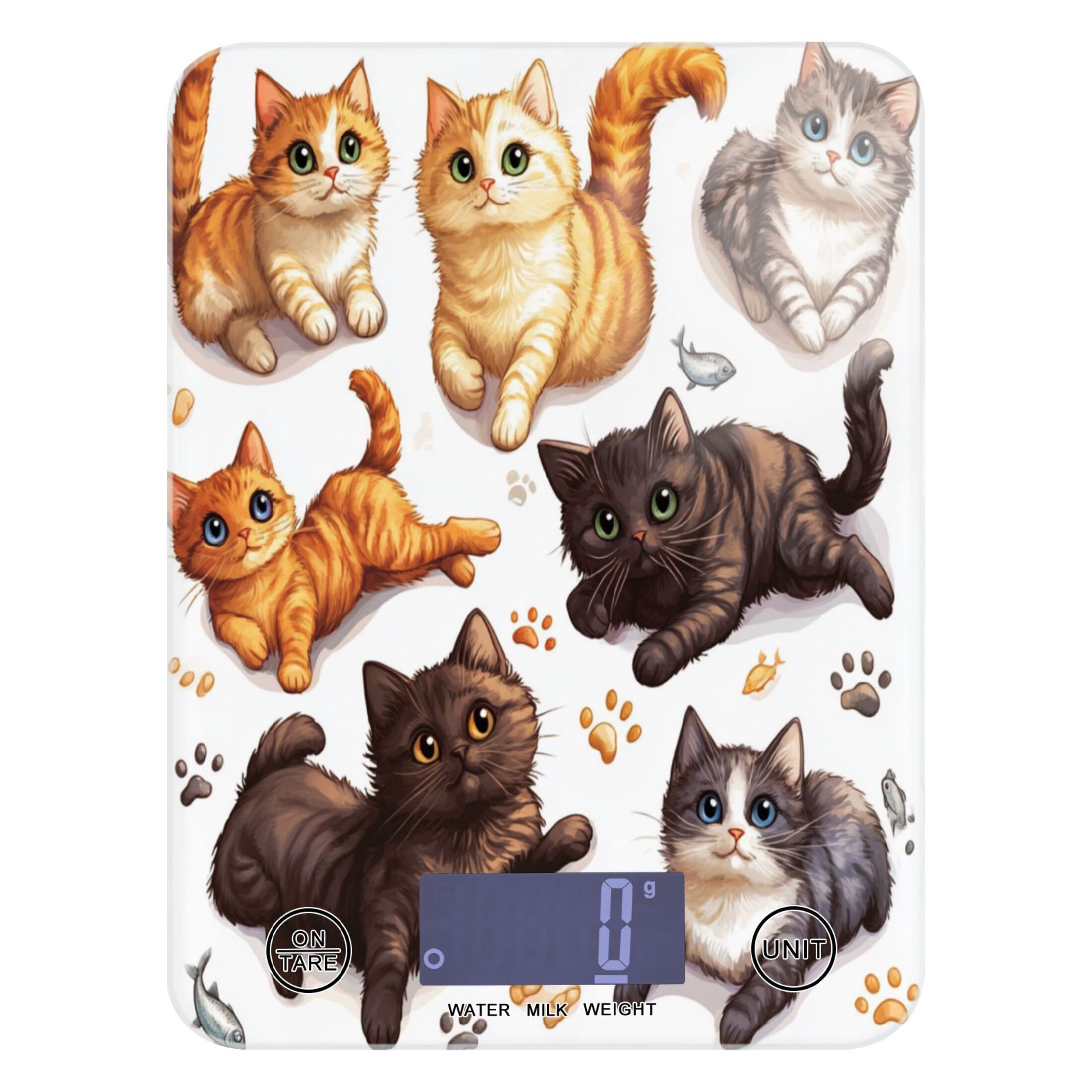 Colorful Cartoon Cats Food Scale Digital Kitchen Scale Waterproof Grams ...