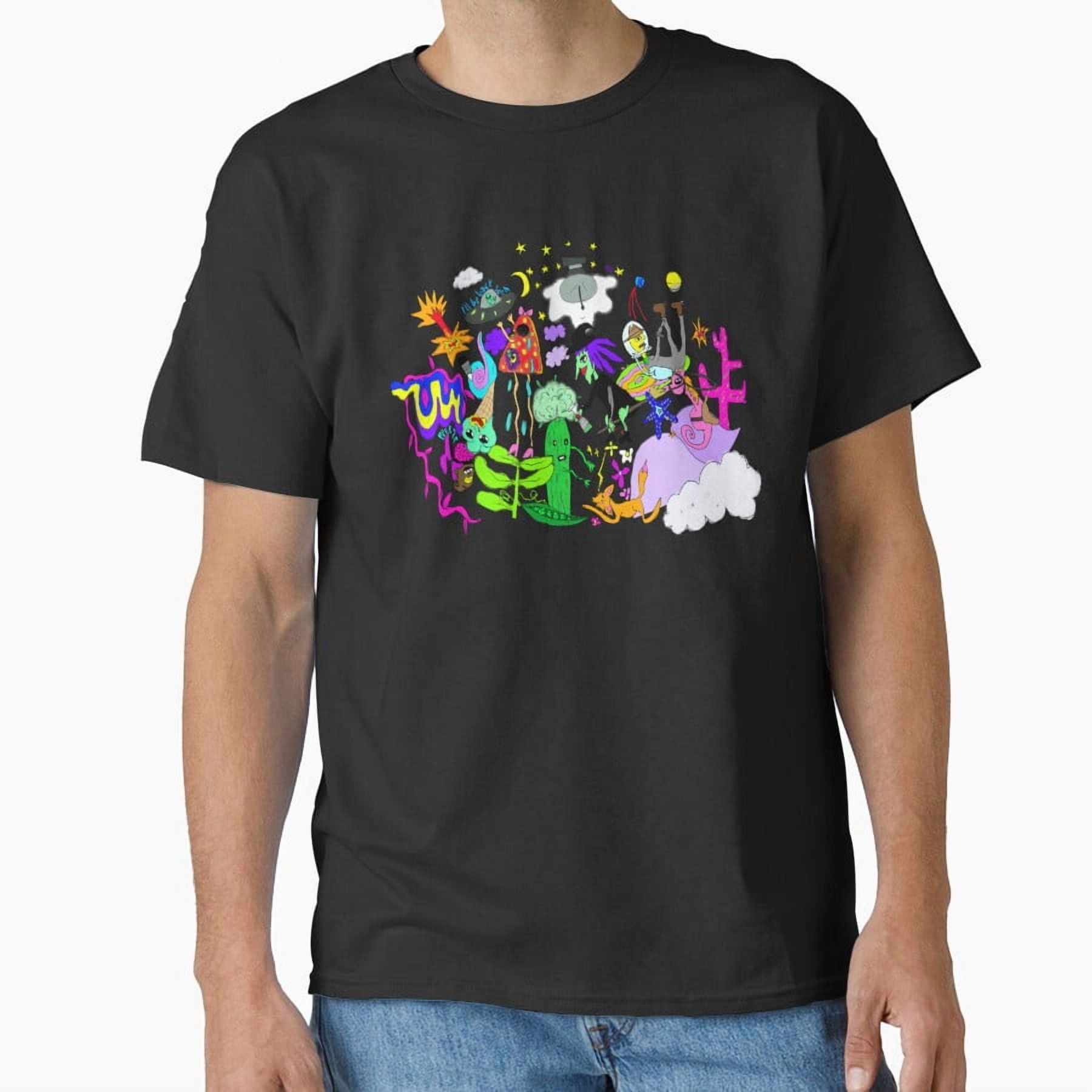 Colorful Cartoon Chaos Crew with Witch Pickle UFO Cowboy Fox Unisex T ...