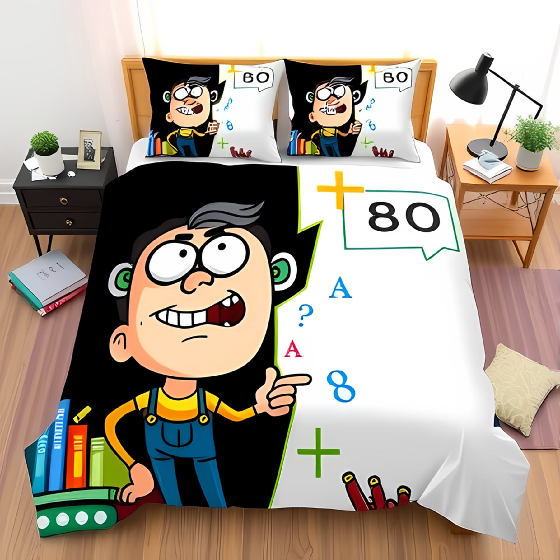 Colorful Cartoon Character 3-Piece Duvet Cover Set - Playful Design ...