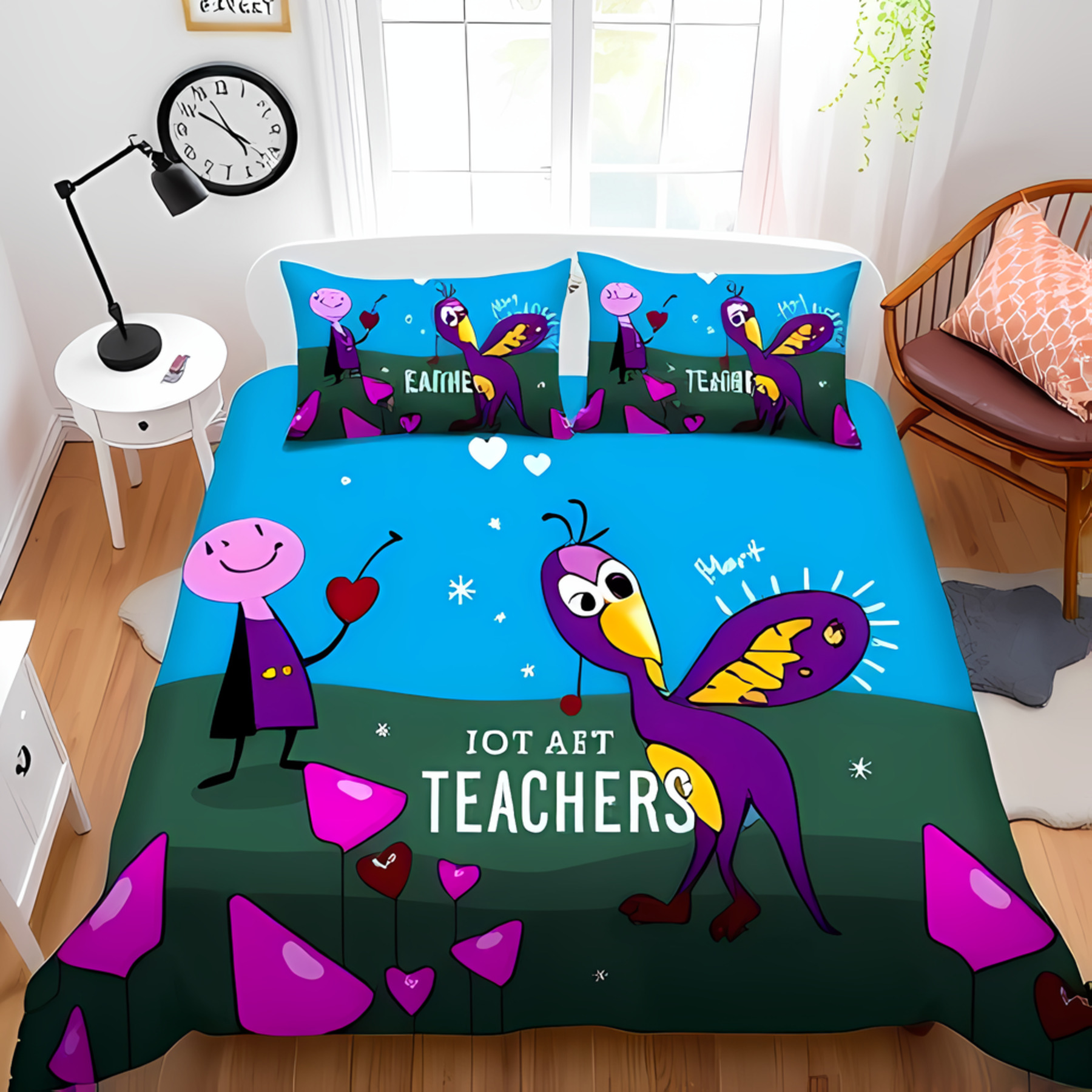 Colorful Cartoon Character 3-Piece Duvet Cover Set with Matching ...