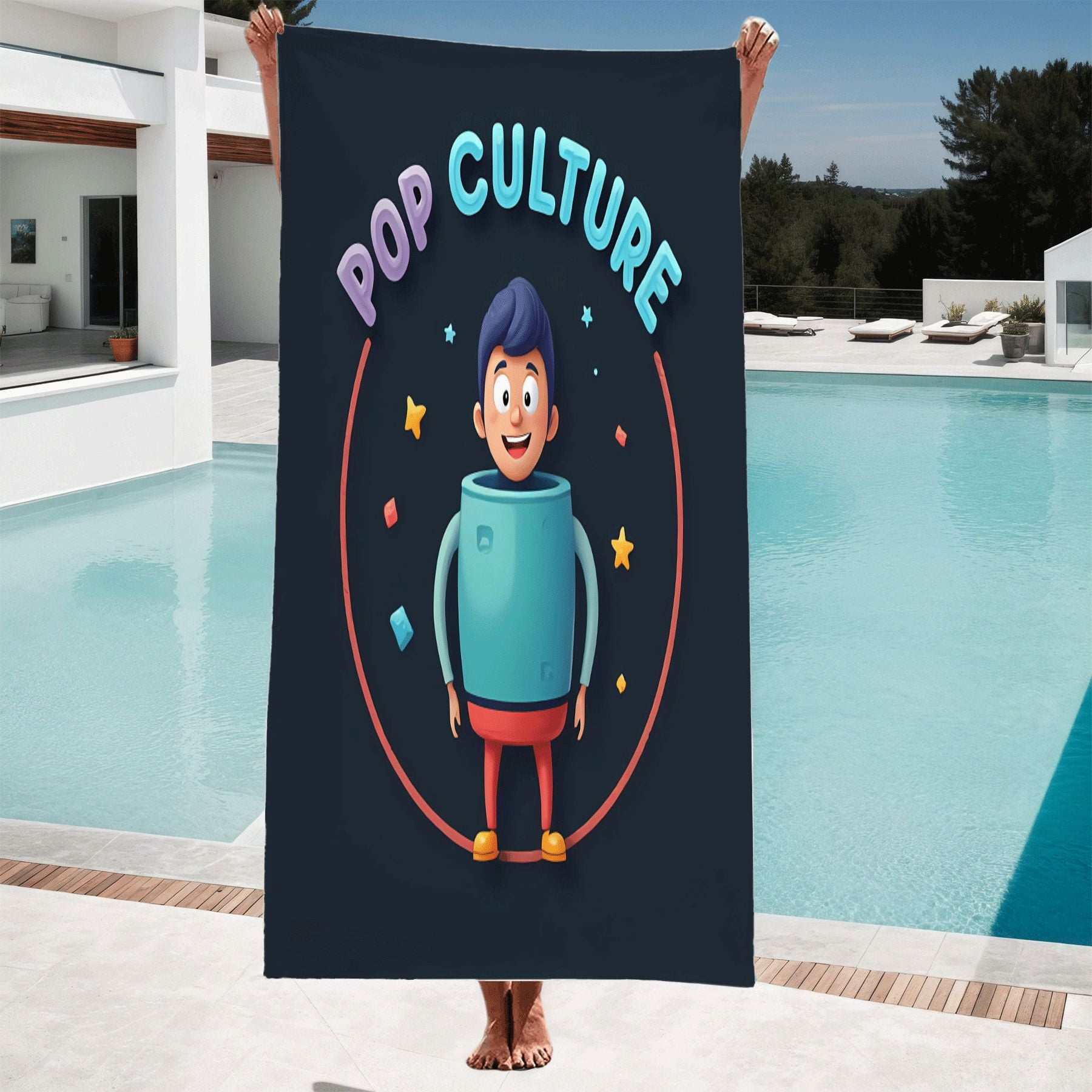 Colorful Cartoon Character Bath Towel - Fun Cylindrical Head Design ...