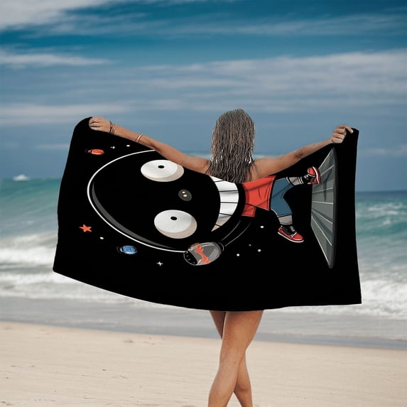 Colorful Cartoon Character Beach Towel - Fun Design with Smiling Face ...