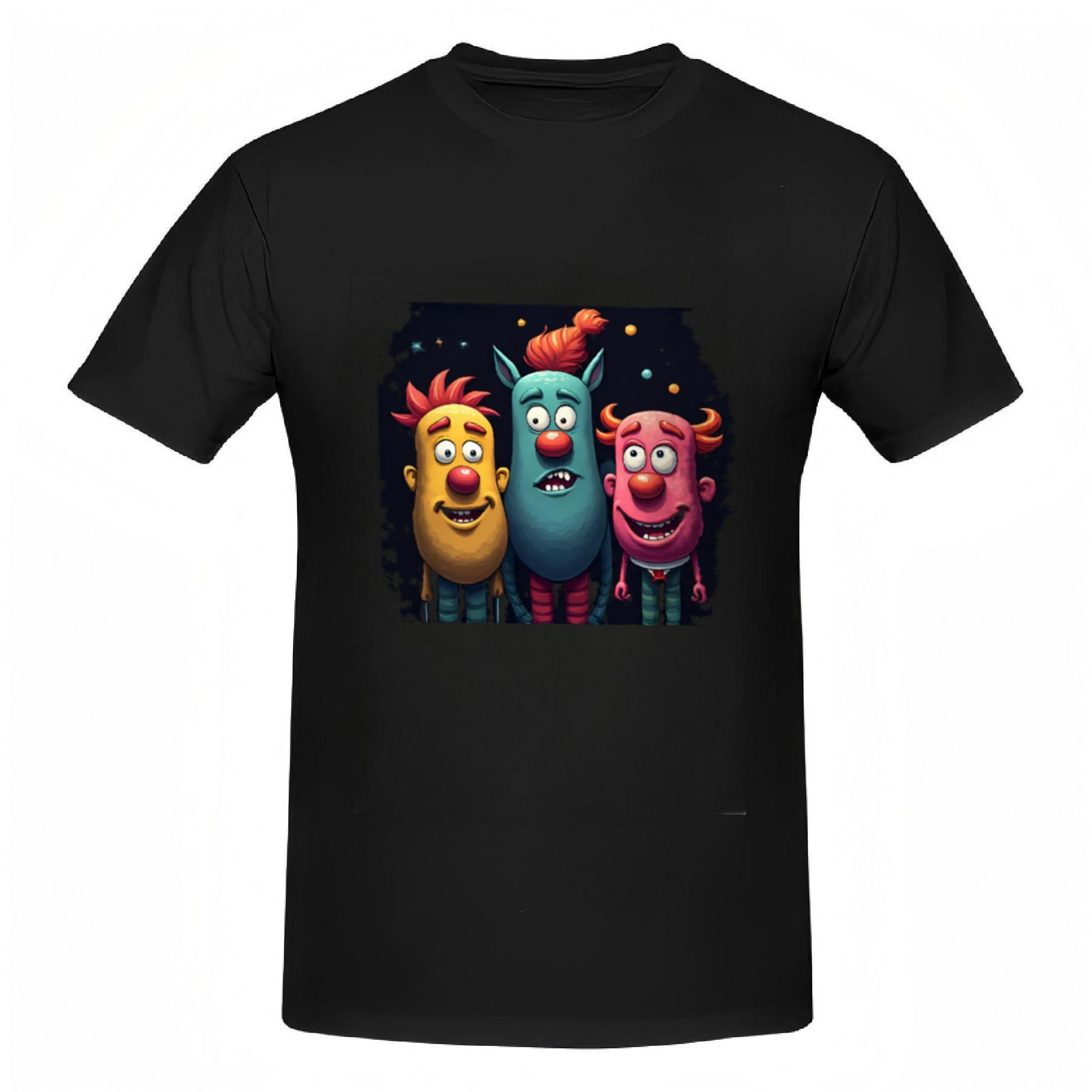 Colorful Cartoon Character Cotton Short Sleeve T-Shirts for Women - Fun ...