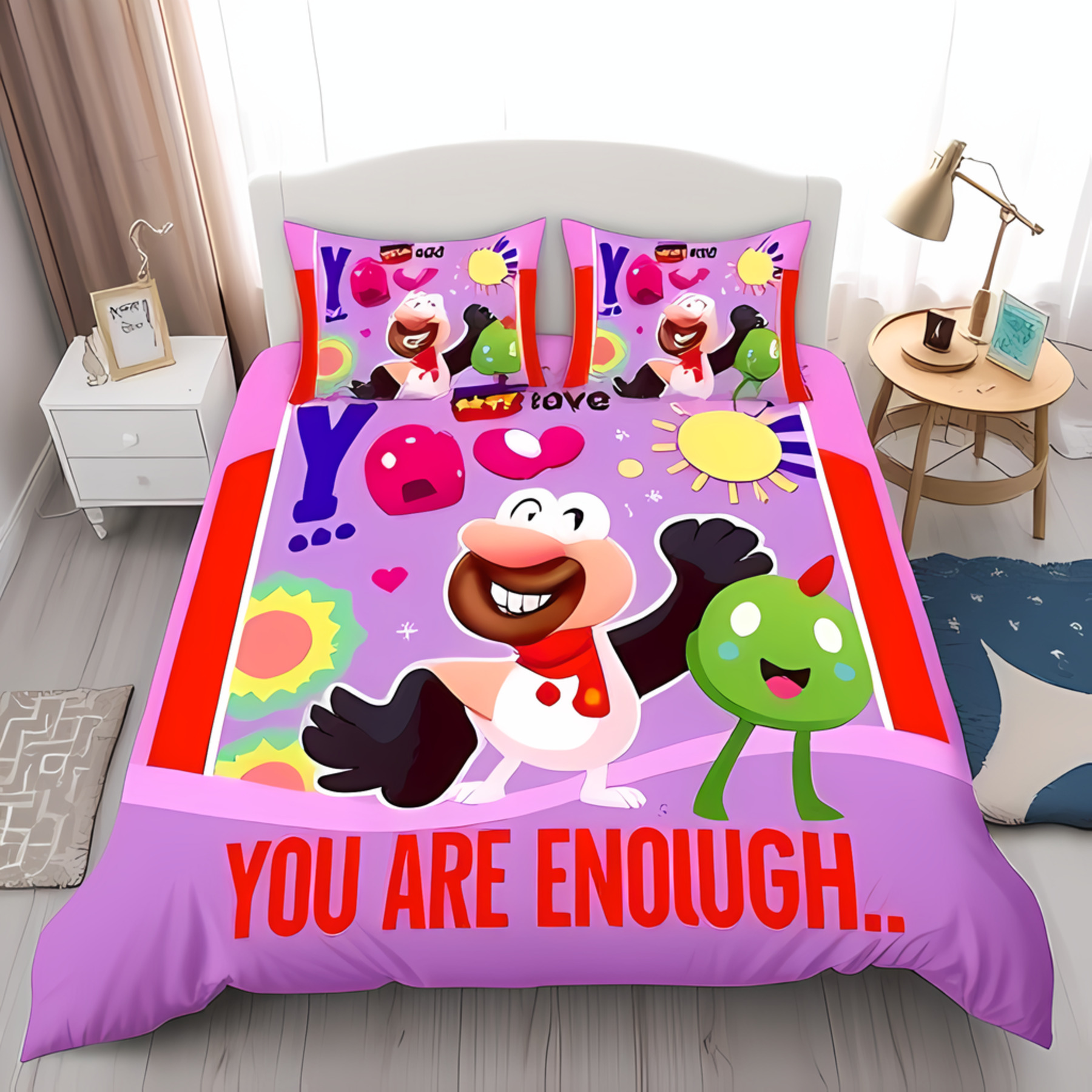 Colorful Cartoon Character Duvet Cover Set - 3-Piece Bedding Set with ...