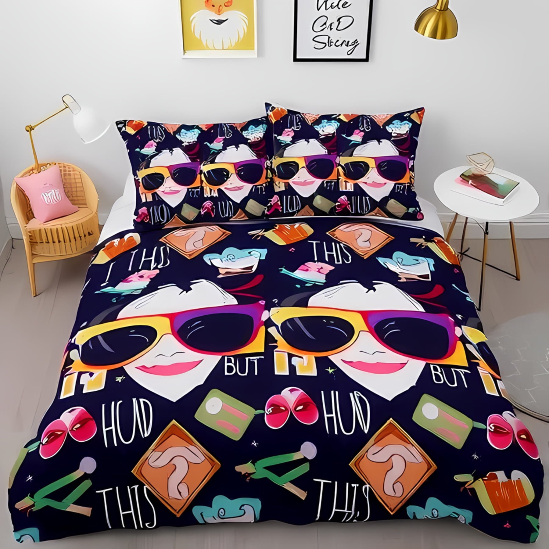 Colorful Cartoon Character Duvet Cover Set - Playful Design with ...