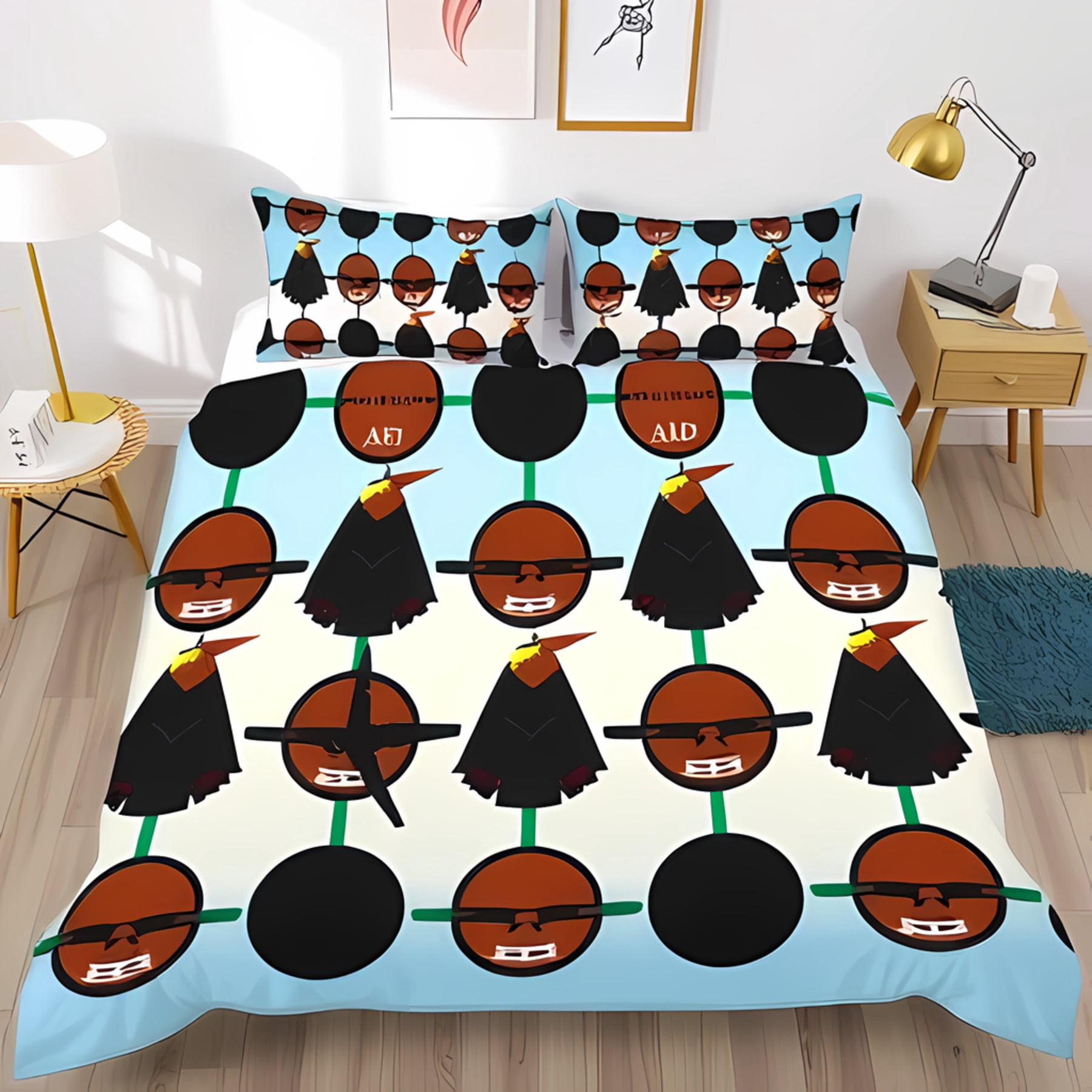 Colorful Cartoon Character Duvet Cover Set - Whimsical Design with ...