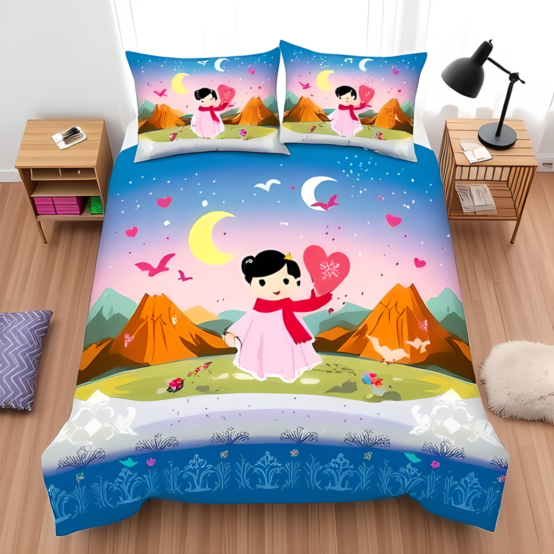 Colorful Cartoon Character Duvet Cover Set - Whimsical Design with ...