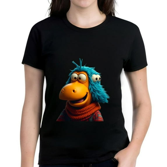 Colorful Cartoon Character Print Cotton Short Sleeve T-Shirt for Women ...