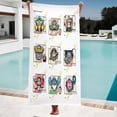Colorful Cartoon Characters Beach Towel - Fun Design with Lightning ...