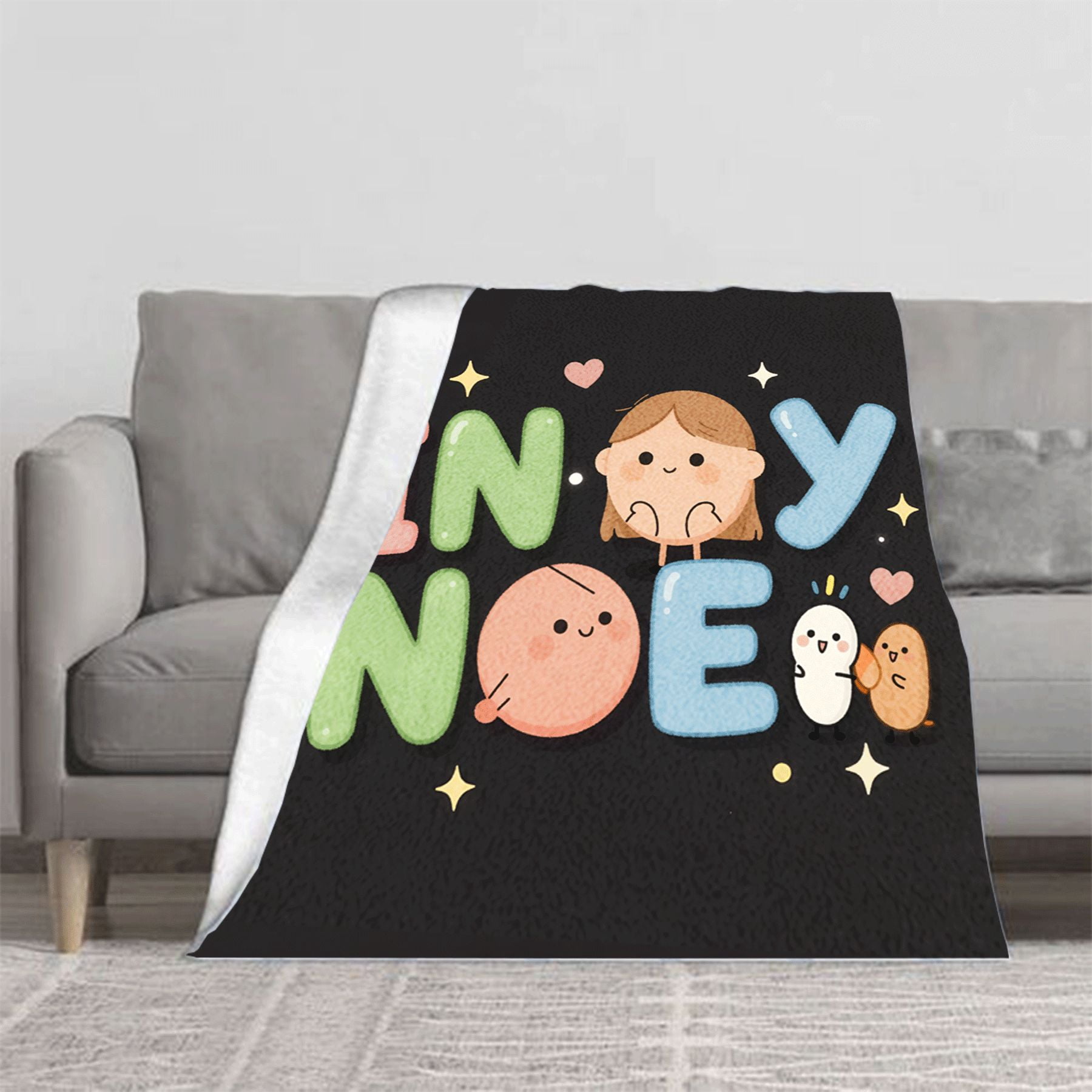 Colorful Cartoon Characters Flannel Blanket - Soft Cozy Durable Perfect ...