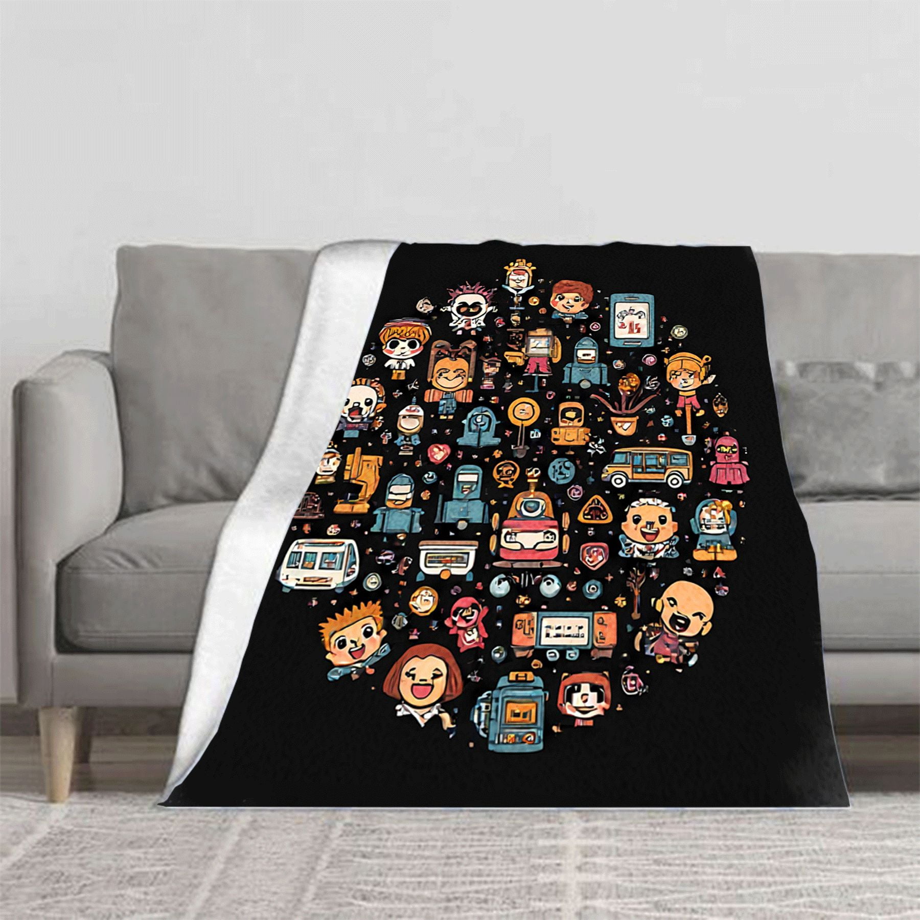 Colorful Cartoon Characters Flannel Blanket - Soft Cozy Durable for ...