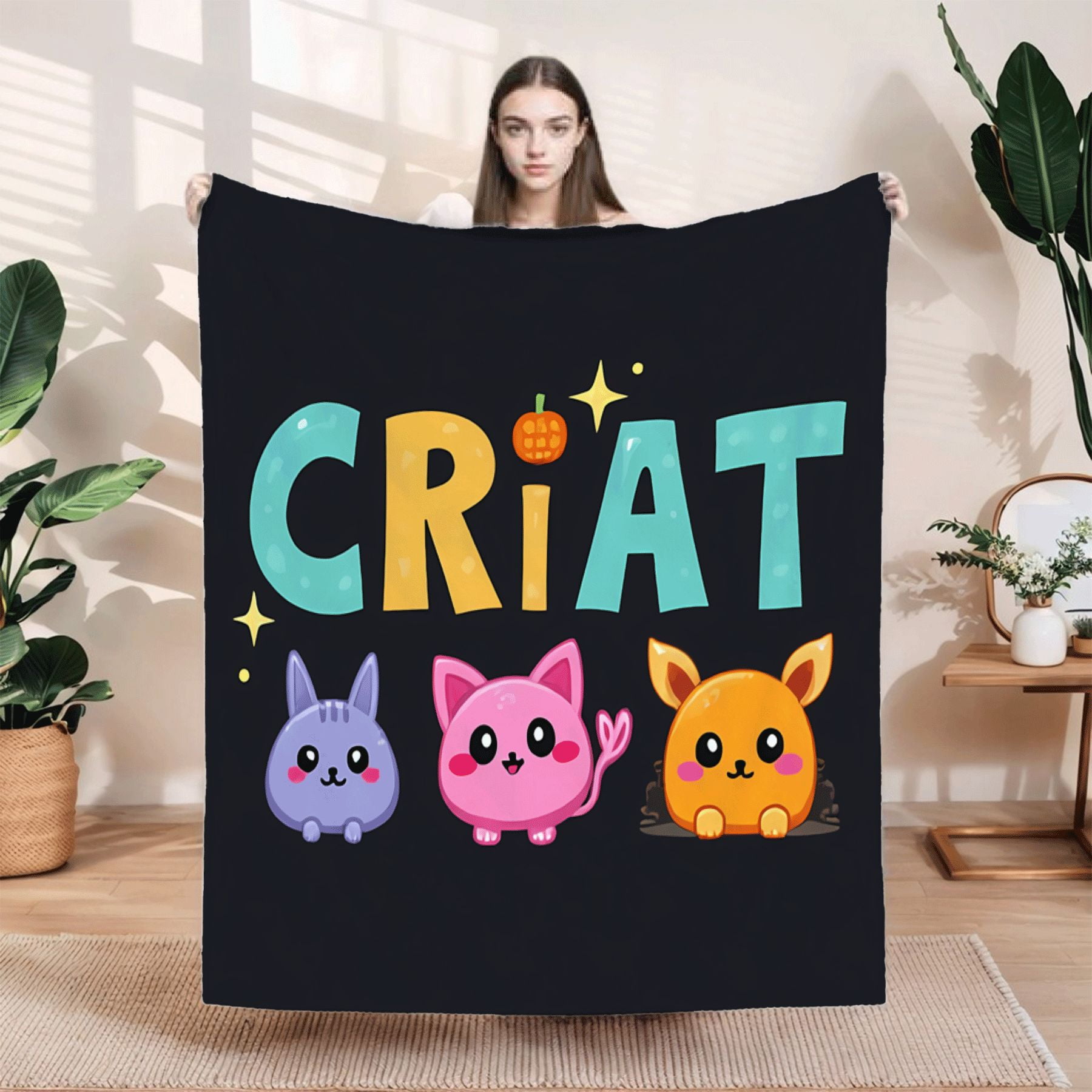 Colorful Cartoon Characters Flannel Blanket - Soft Warm Cozy Design ...