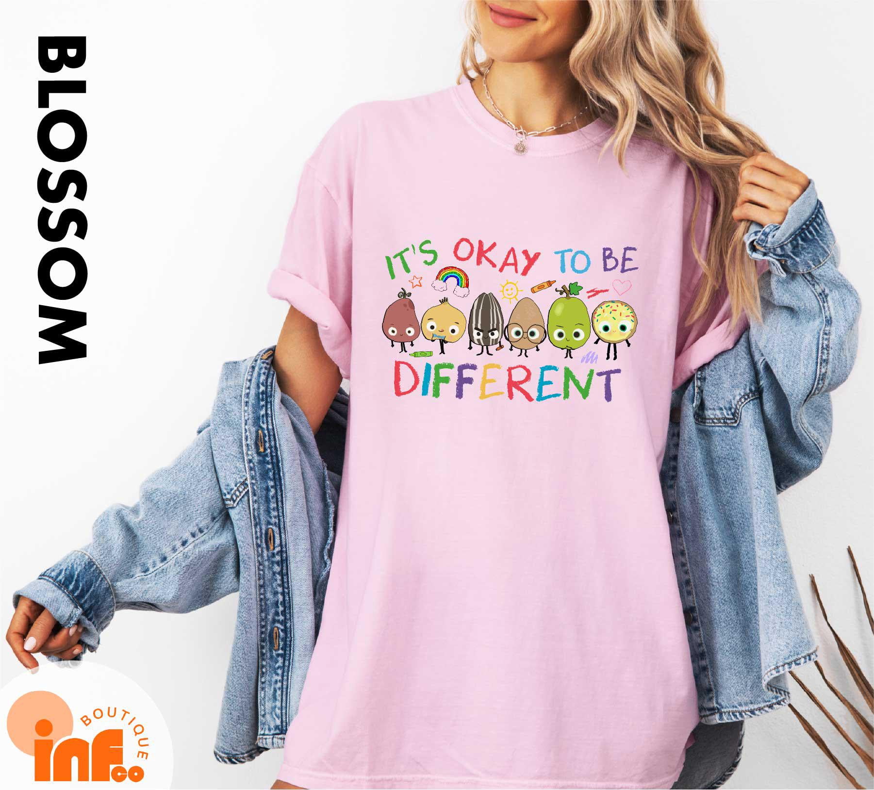 Colorful Cartoon Characters It's Okay To Be Different T-Shirt for ...