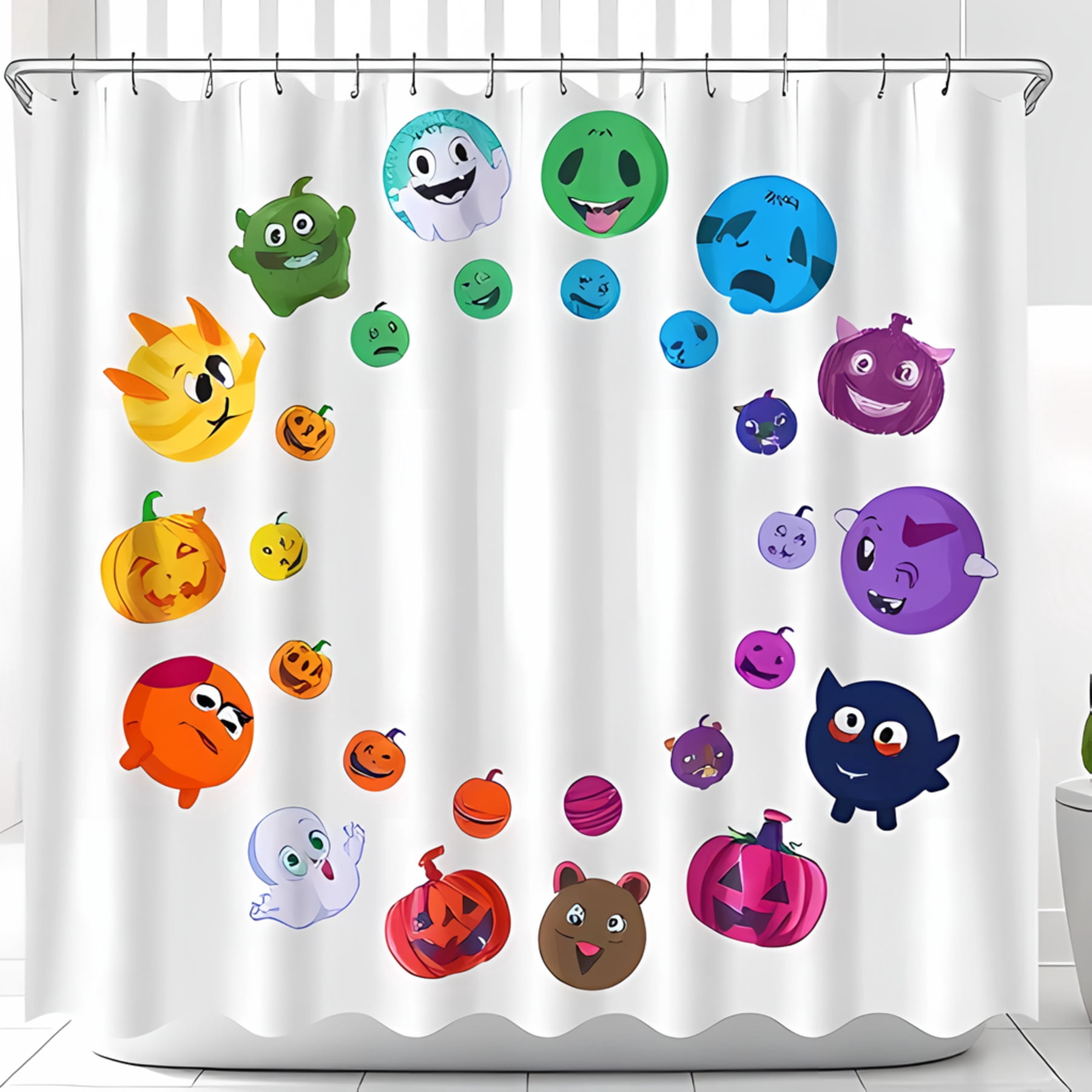 Colorful Cartoon Characters Shower Curtain - Fun and Playful Design ...
