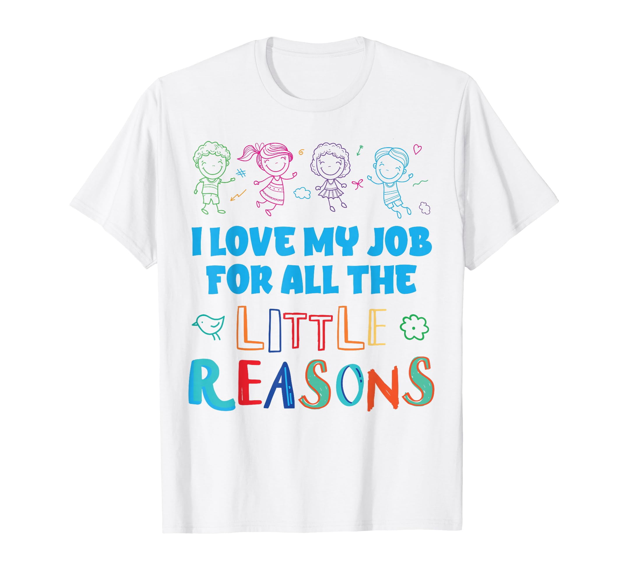 Colorful Cartoon Characters T-Shirt for Expressing Joy at Work ...