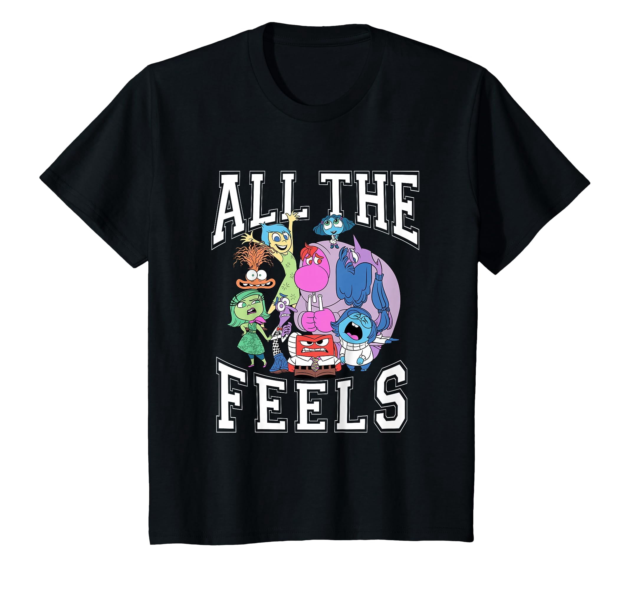 Colorful Cartoon Characters T-Shirt with 'ALL THE FEELS' Design for Fun ...