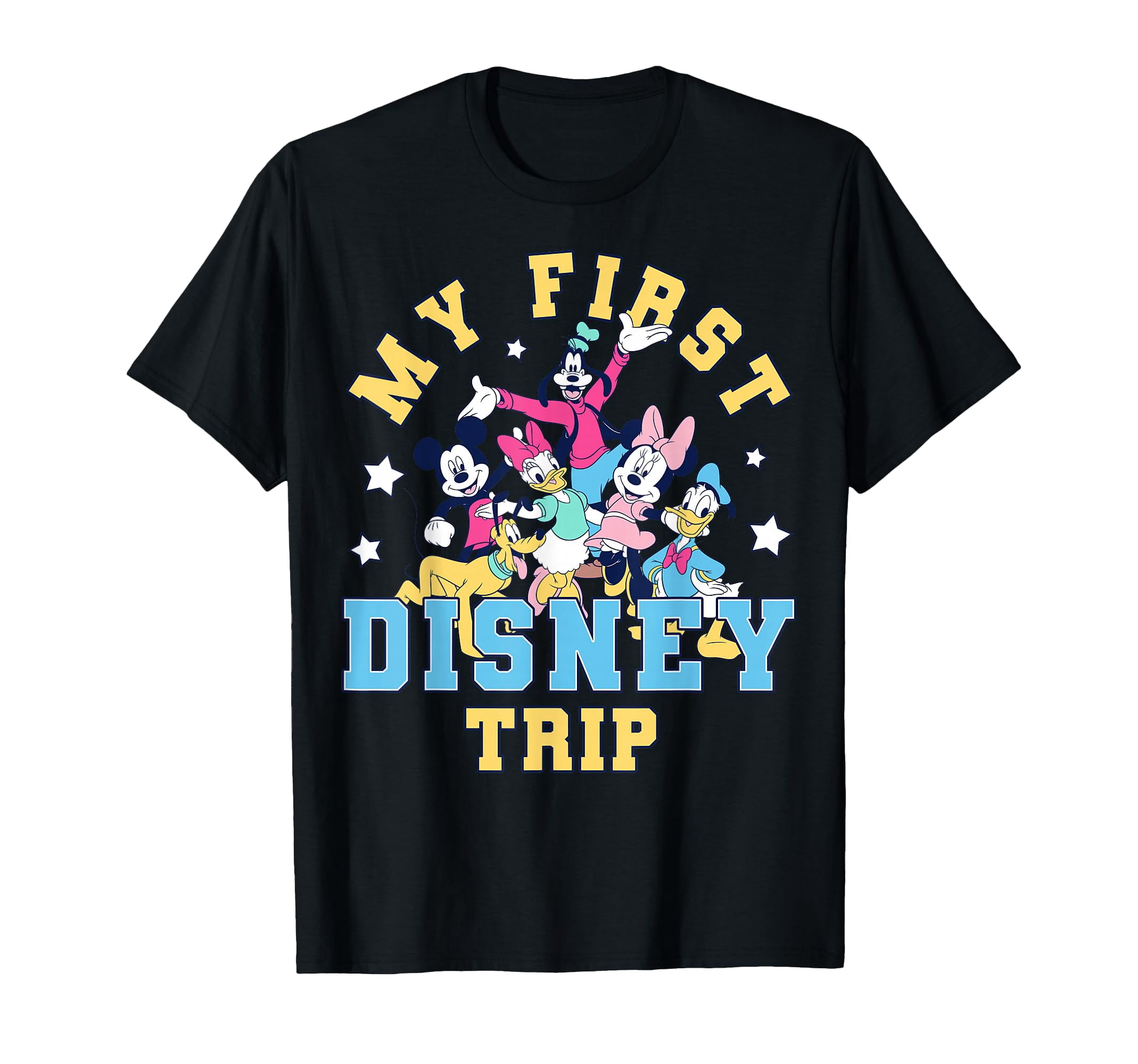Colorful Cartoon Characters Theme Park T-Shirt for Fun Adventures ...
