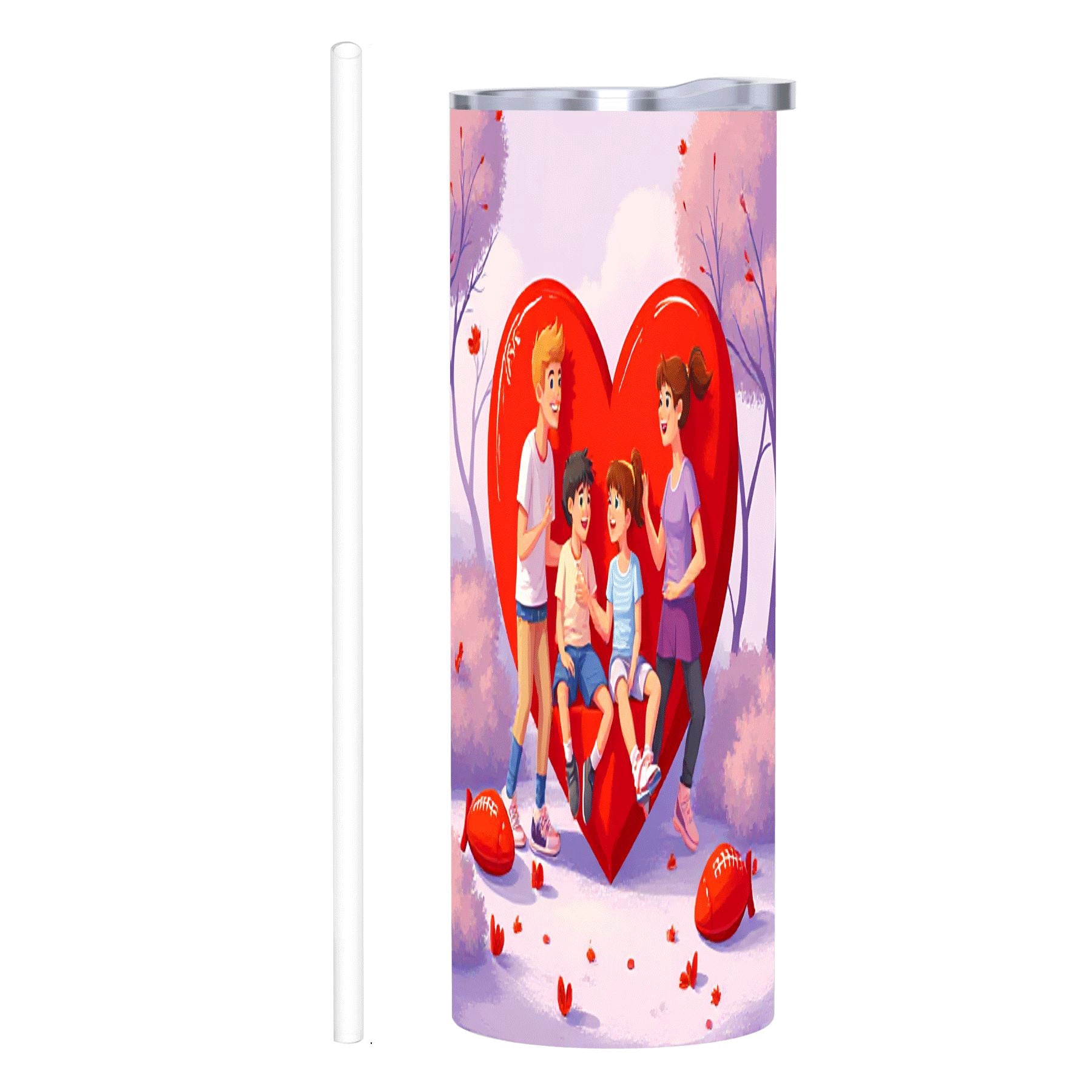 Colorful Cartoon Characters on Heart - 20 oz Stainless Steel Insulated ...