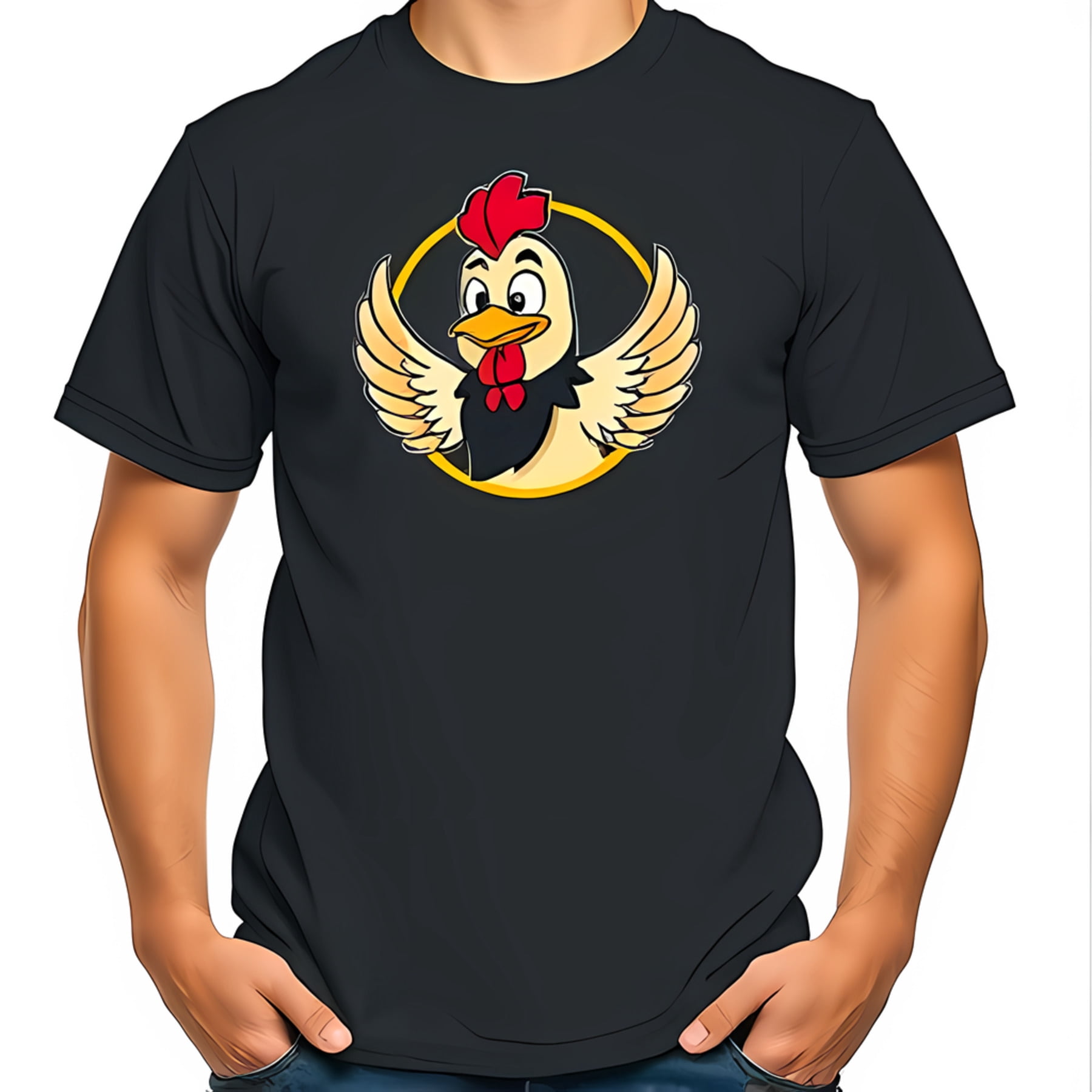 Colorful Cartoon Chicken Cotton Short Sleeve T-Shirt for Men - Playful ...