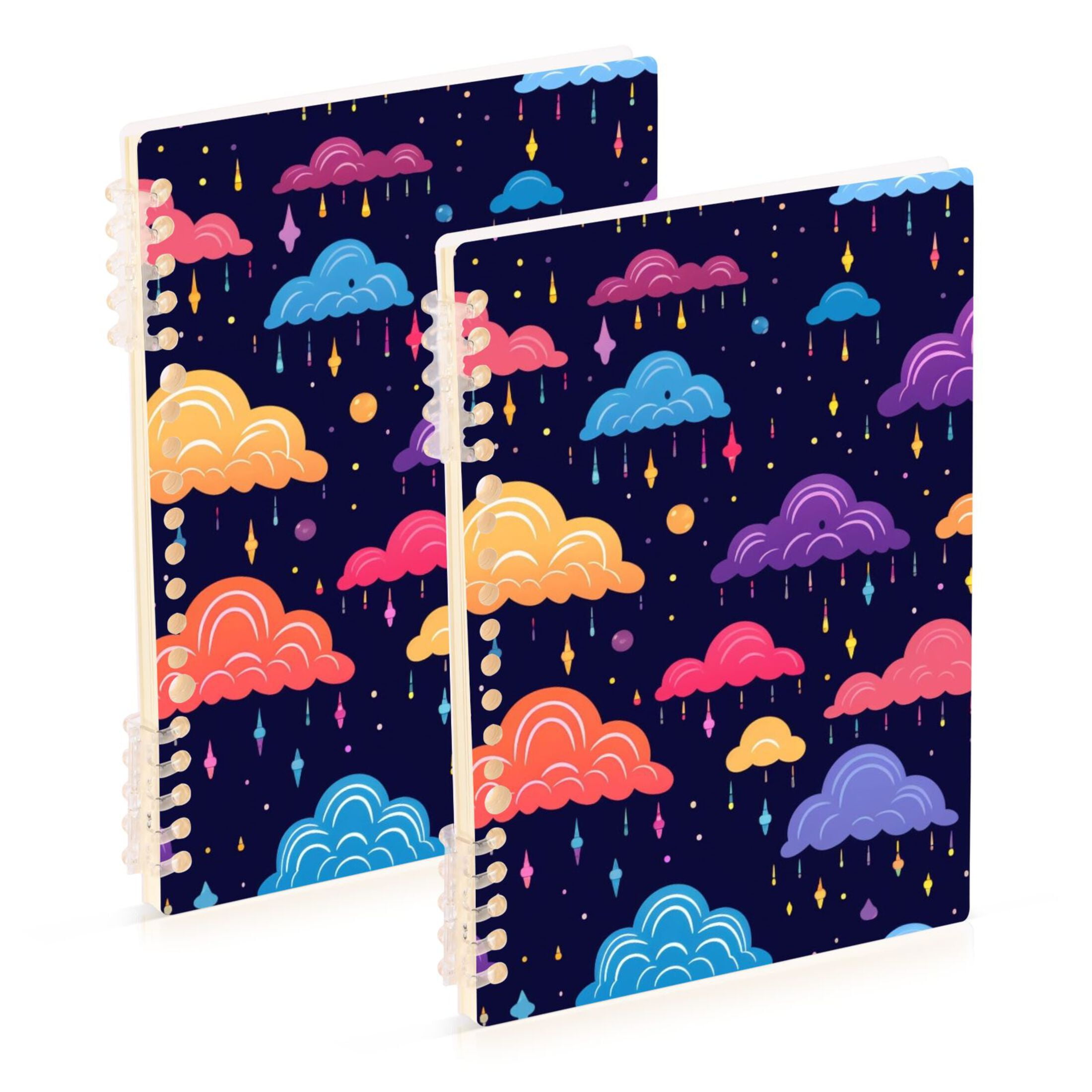 Colorful Cartoon Clouds 2 Pcs Spiral Notebooks 60 Sheets 120 Pages A5 ...