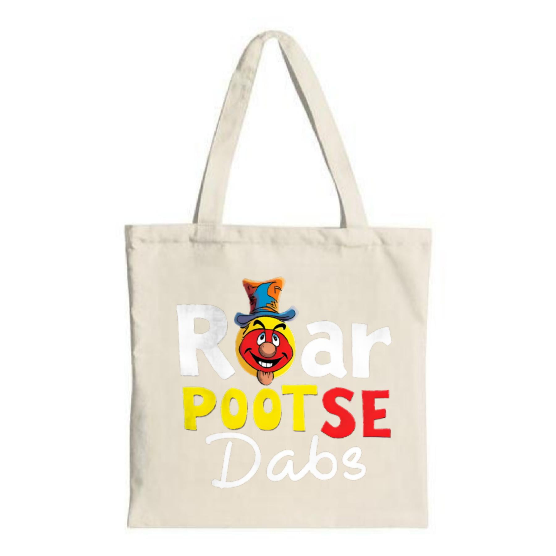 Colorful Cartoon Clown Tote Bag - Beige Canvas Playful Design with Bold ...