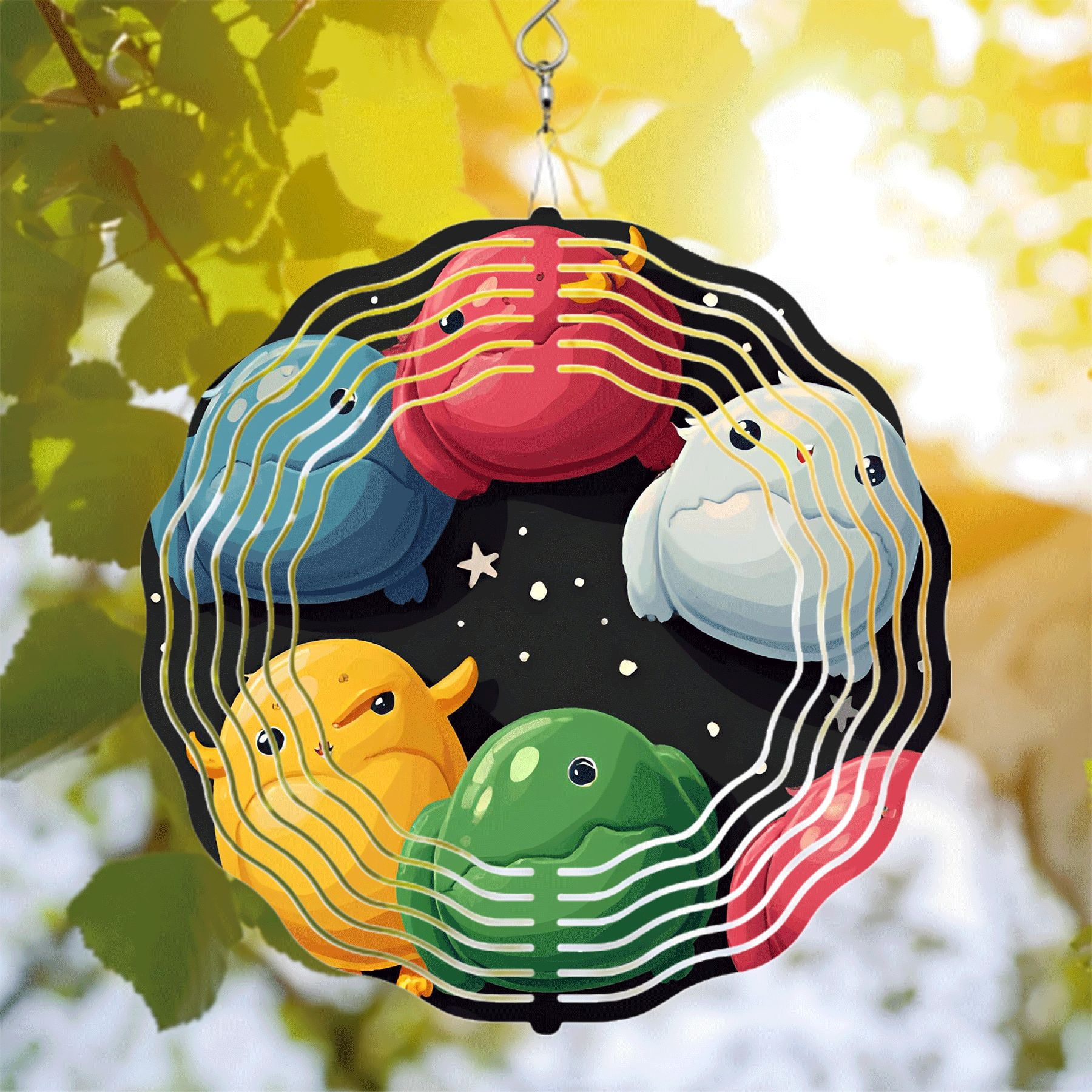 Colorful Cartoon Creatures Metal Hanging Wind Spinners & Chimes ...