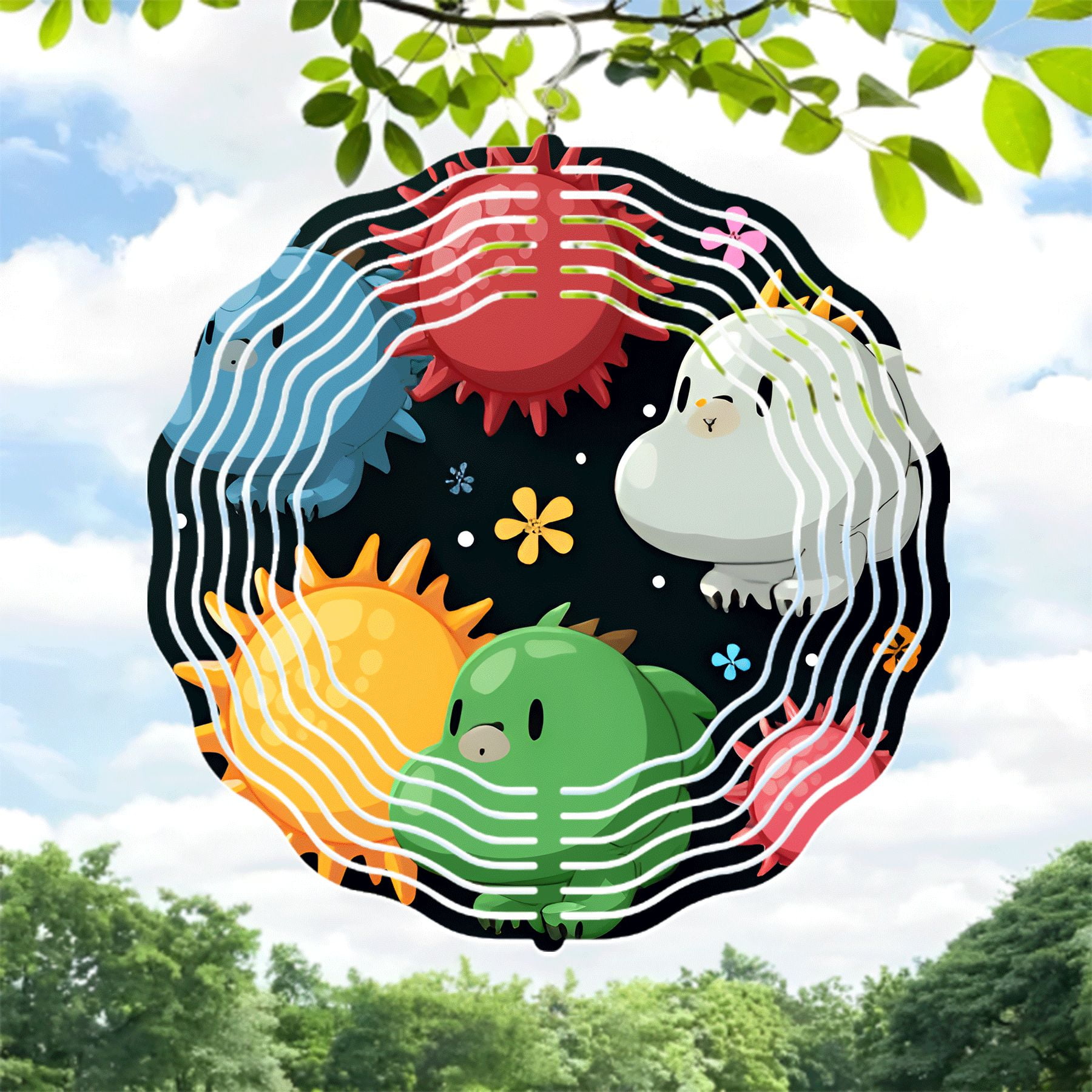 Colorful Cartoon Creatures Metal Hanging Wind Spinners & Chimes ...
