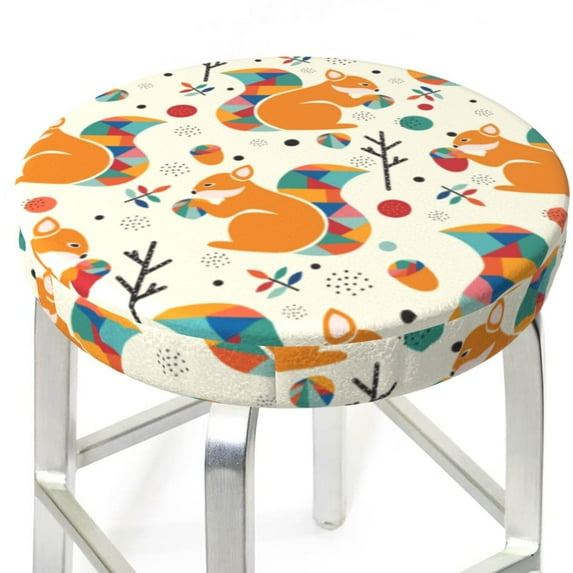 Colorful Cartoon Cute Squirrel Bar Stool Covers - Stretch Round Seat ...