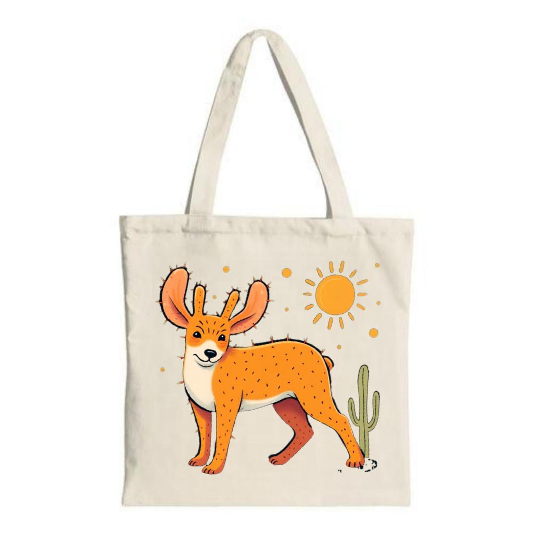 Colorful Cartoon Deer Tote Bag - Playful Design with Large Ears Spots ...