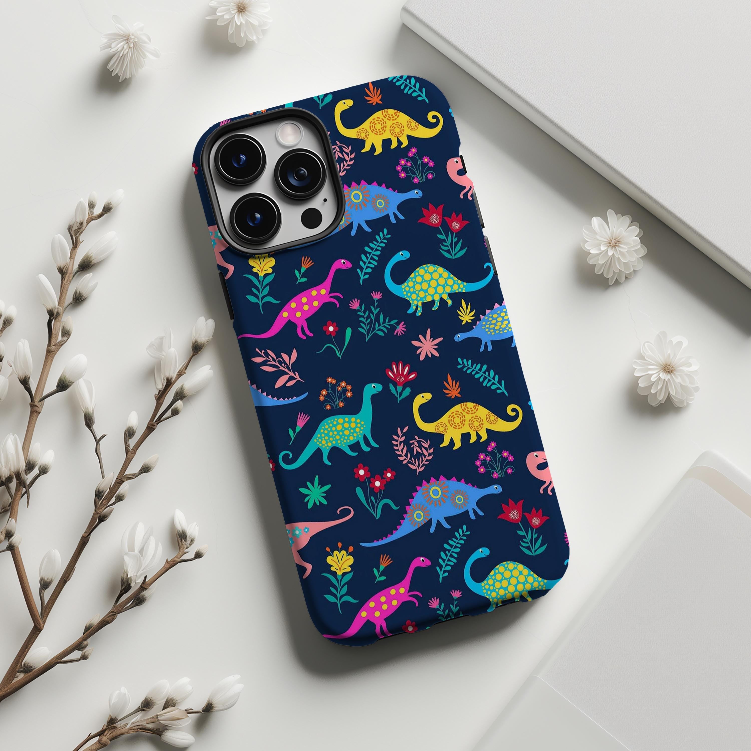 Colorful Cartoon Dinosaur Phone Case Playful Nature Motif Gift 17 11 12 ...