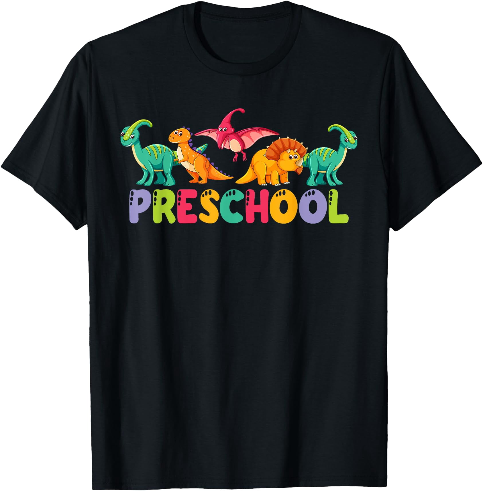 Colorful Cartoon Dinosaur Preschool T-Shirt for Fun Learning and Play ...