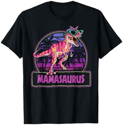 Colorful Cartoon Dinosaur T-Shirt for Family Matching Fun and Tropical ...