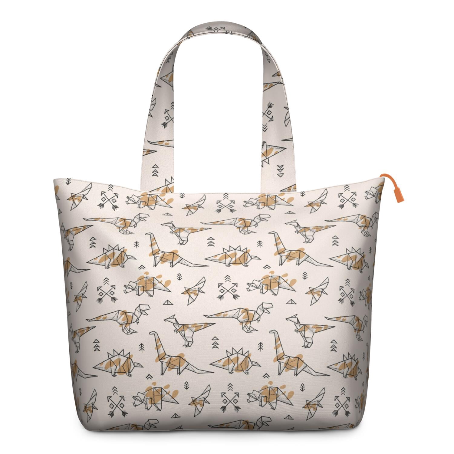 Colorful Cartoon Dinosaur Travel Tote, Artistic Watercolor Roaring Dino ...