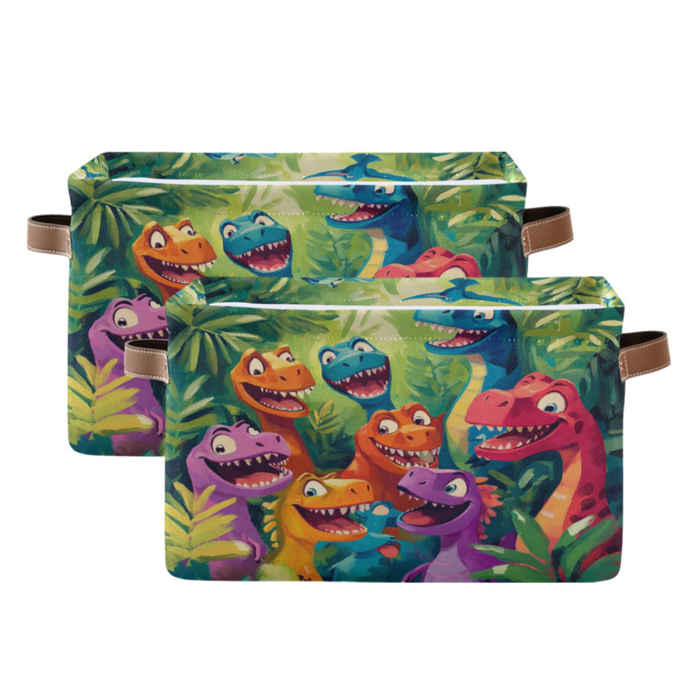 Colorful Cartoon Dinosaurs Foldable Storage Basket,Canvas Fabric ...