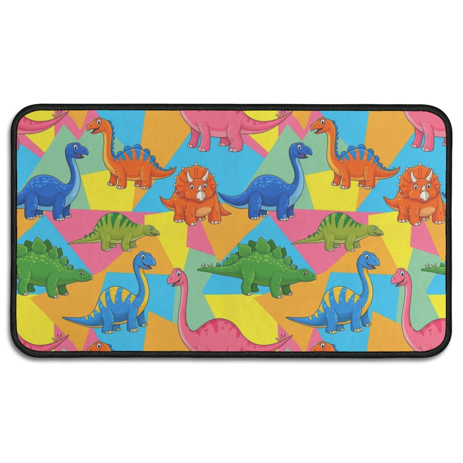 Colorful Cartoon Dinosaurs Geometric Pattern Door Rugs,Washable Non ...