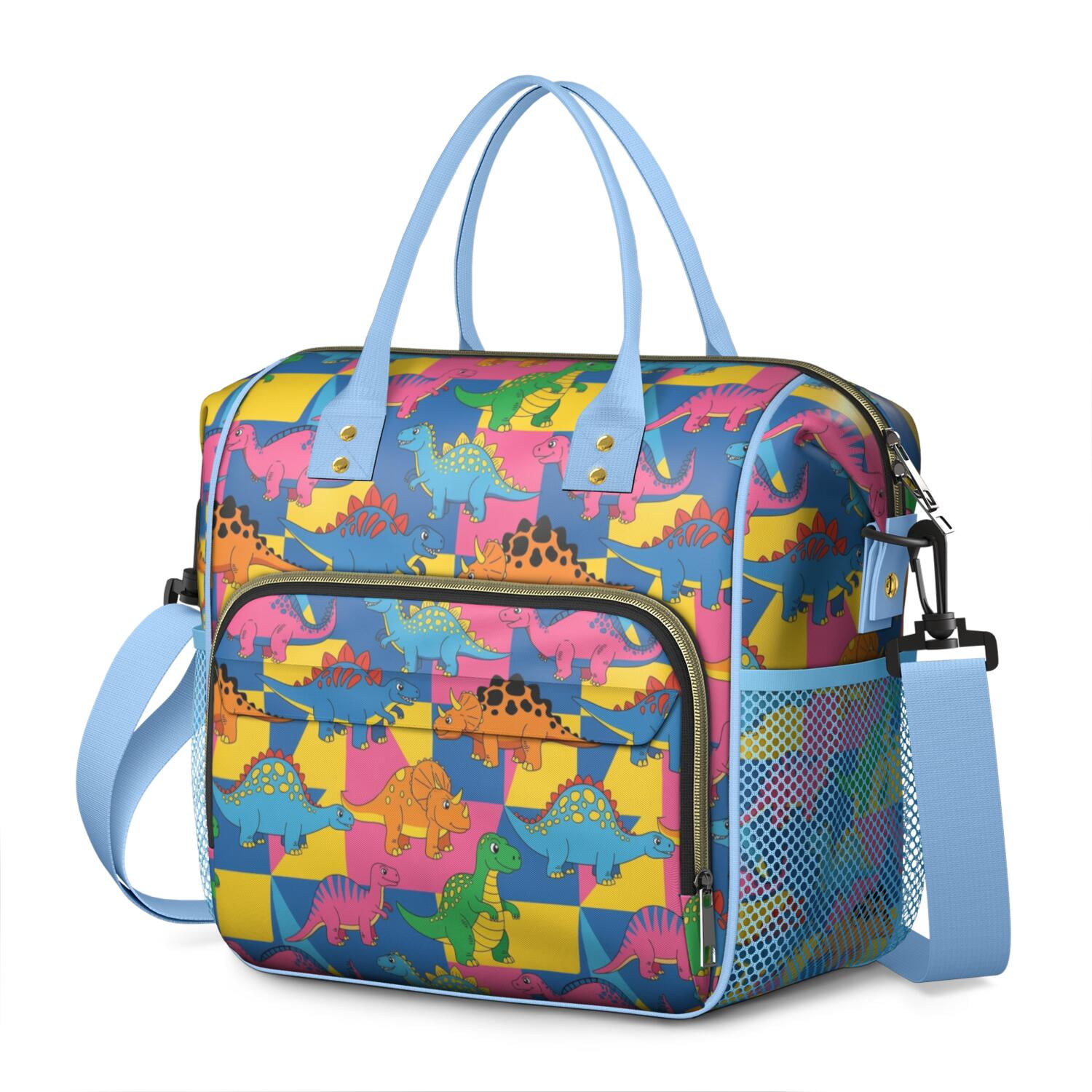 Colorful Cartoon Dinosaurs Geometric Pattern Womens Lunch Box for Work ...