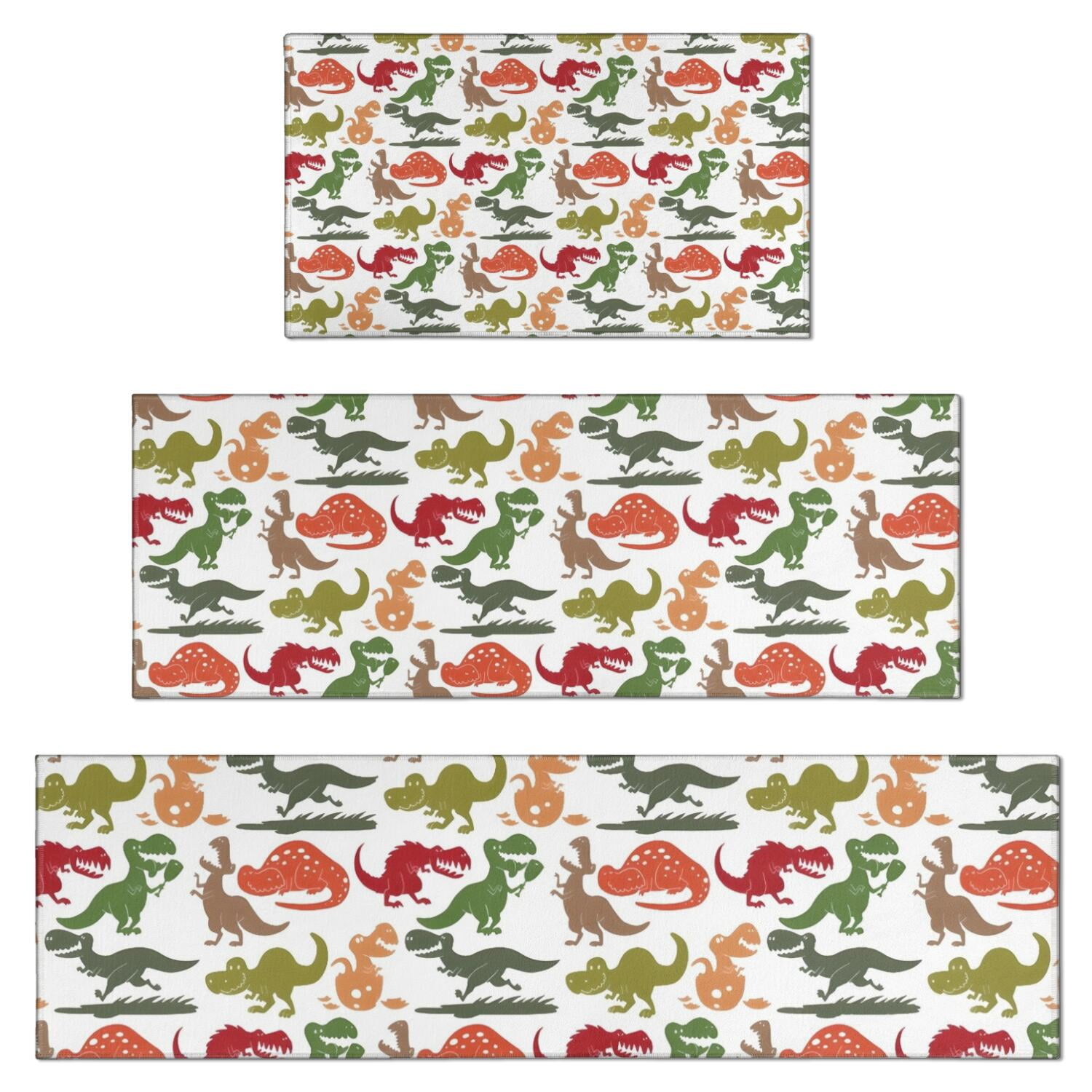 Colorful Cartoon Dinosaurs Pattern Kitchen Rugs Sets Of 3,Kitchen ...