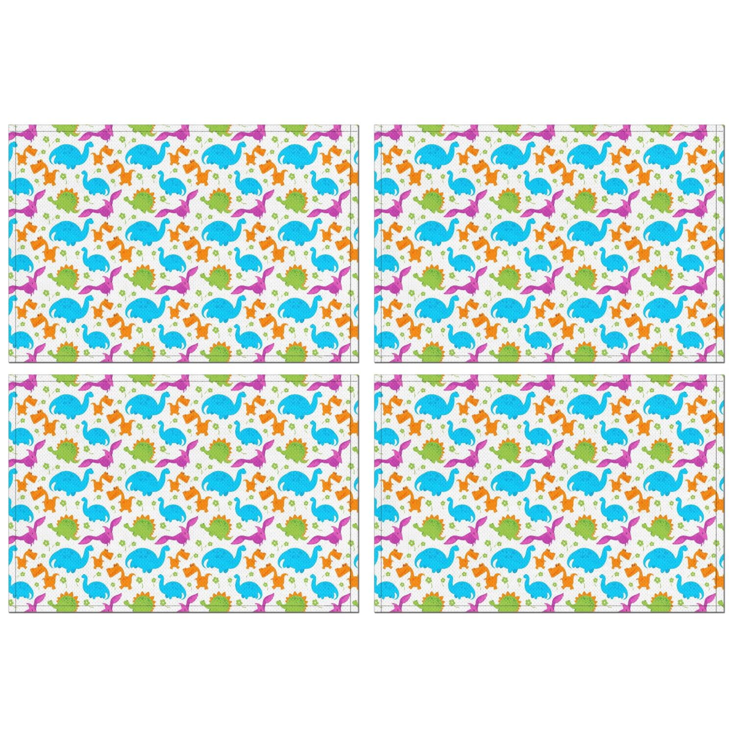 Colorful Cartoon Dinosaurs Pattern Summer Placemats Table Placemats Set ...