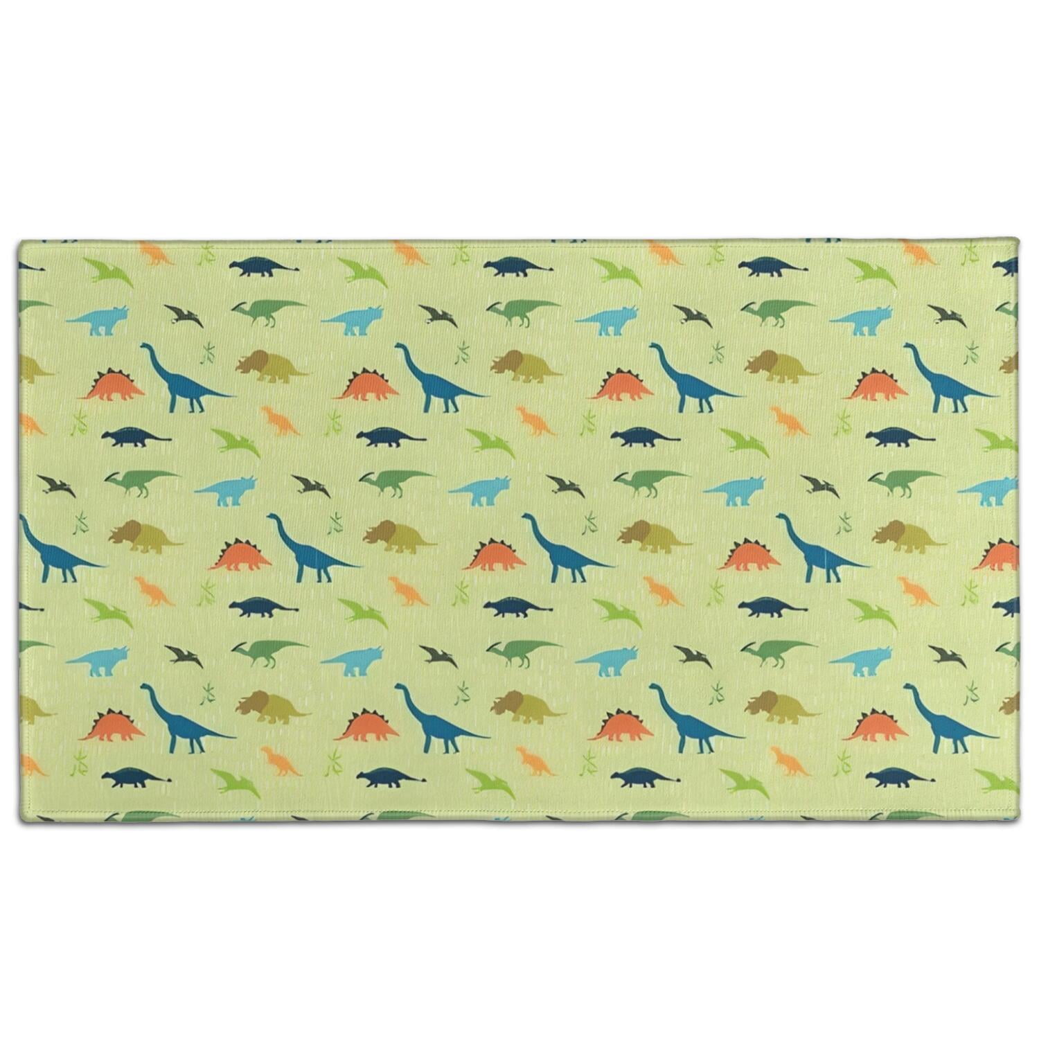 Colorful Cartoon Dinosaurs Plants Pattern Door Rugs,Washable Non Slip ...